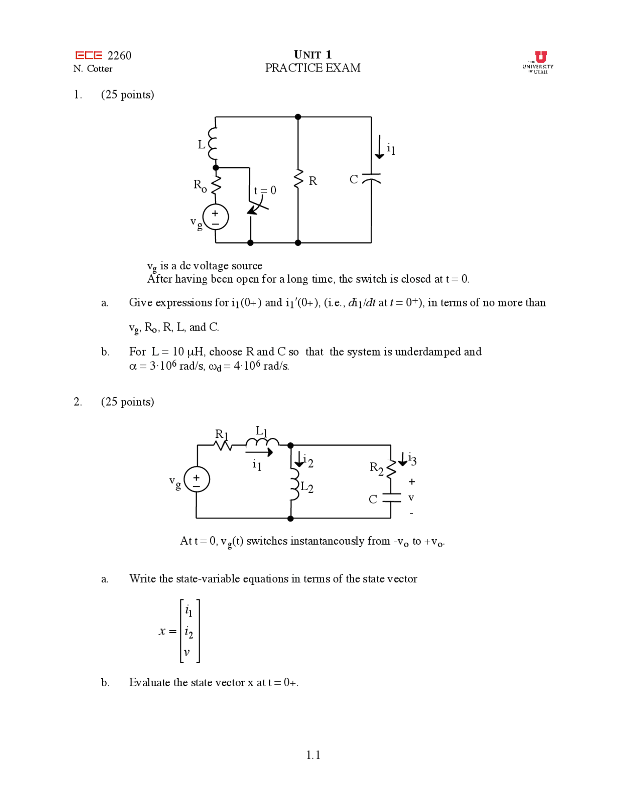 3 Solved Questions On Resistance Circuit Exam 1 Ece 2260 Docsity