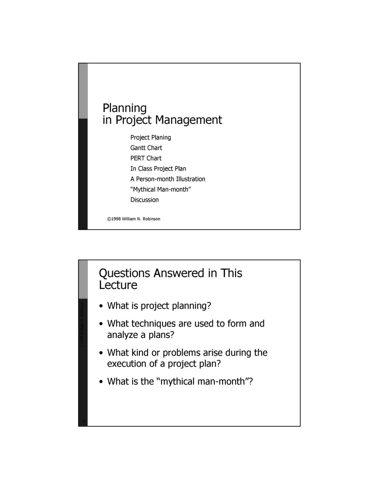 Planning In Project Management Systems Analysis Cis 3300 Docsity