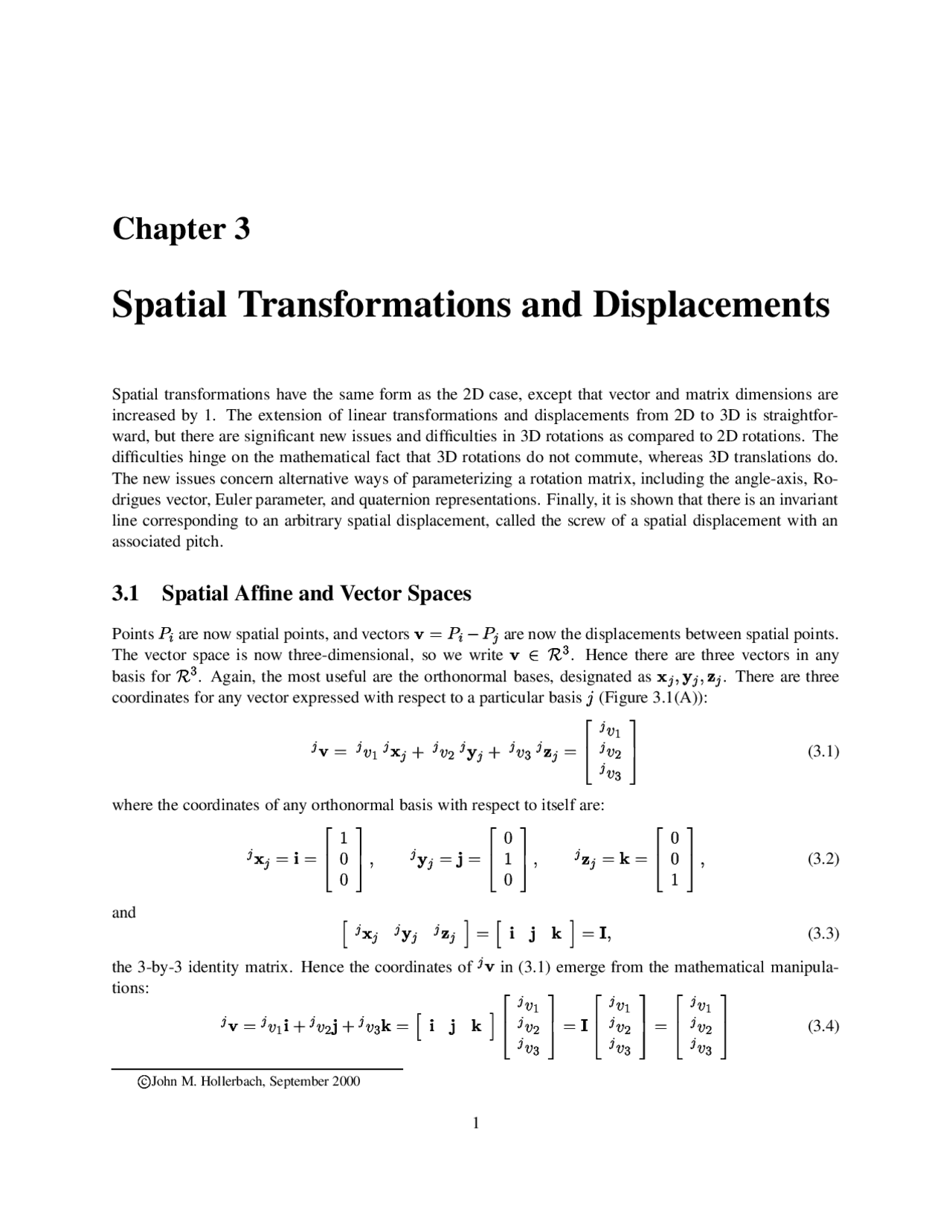 Spatial Transformations And Displacements Lecture Notes Cs 5310
