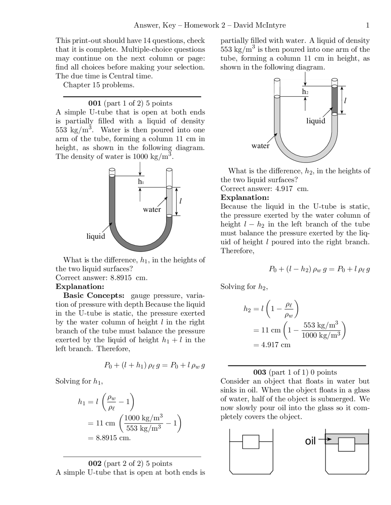 General Physics II with Calculus - Homework 2 Answer Key | PH 212 ...