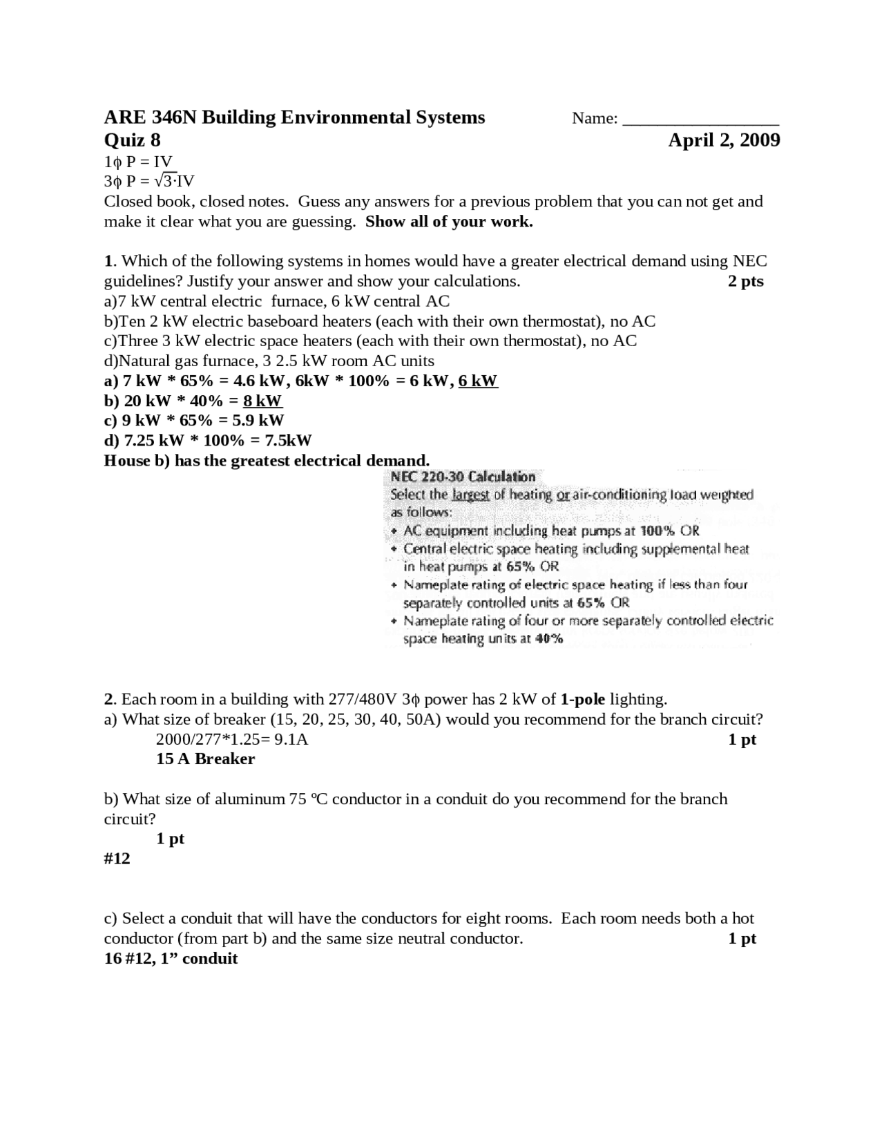 Questions For Quiz 8 Building Environmental Systems Are 346n Docsity