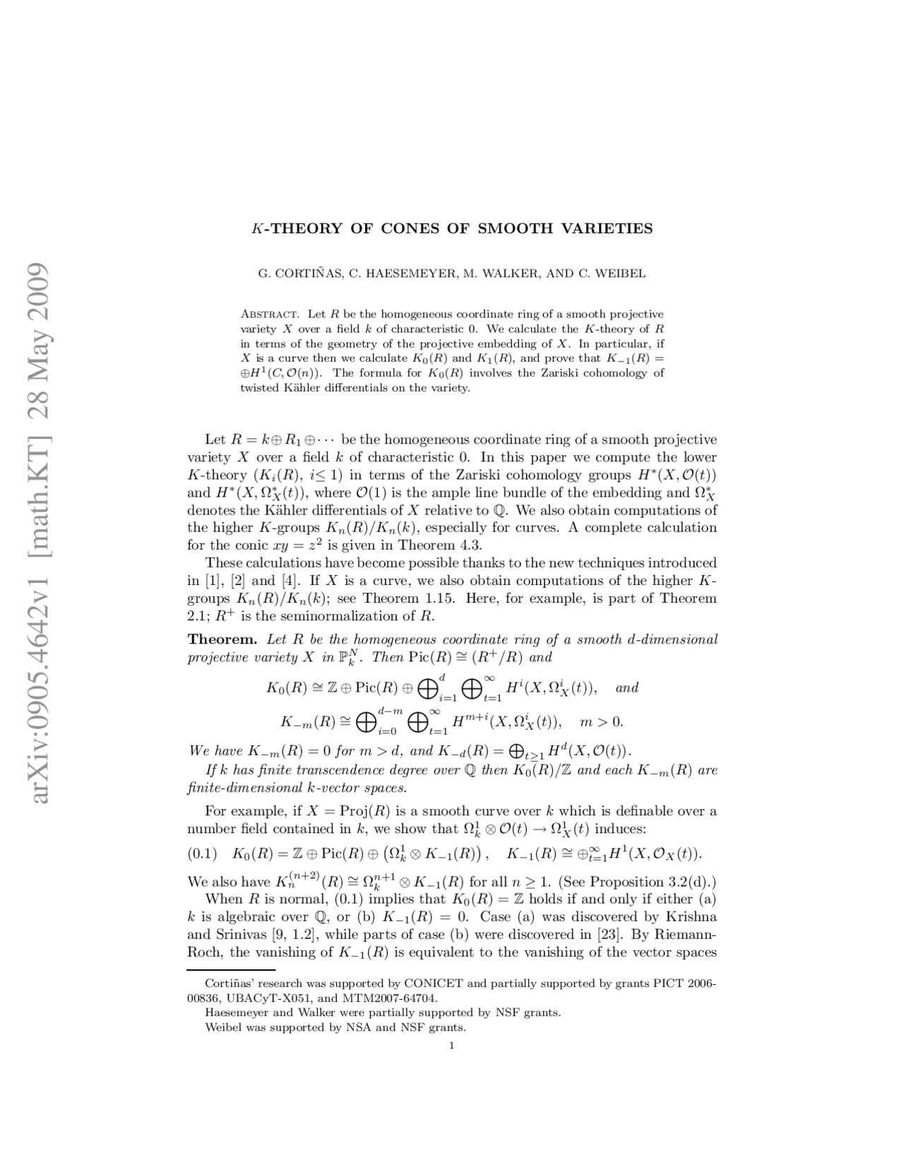 K-Theory of Cones of Smooth Varieties - Cryptography | MATH 0209A ...