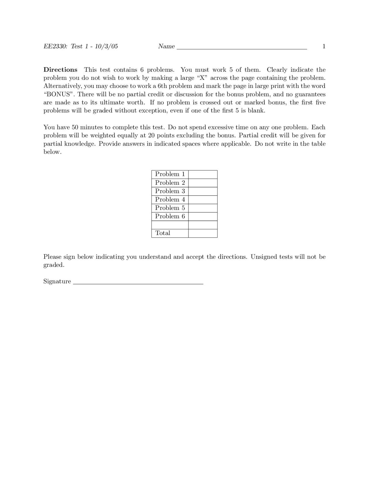 6 Questions On Electronics I Exam 1 Ee 2230 Docsity