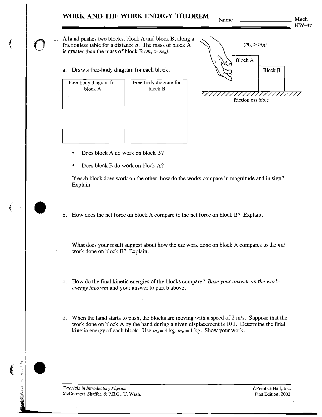 Work and Work-Energy Theorem - General Physics | PH 201 - Docsity