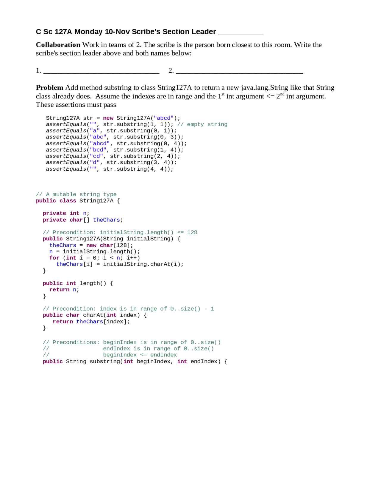 Introduction To Computer Science Solved Problem C Sc 127a Docsity 