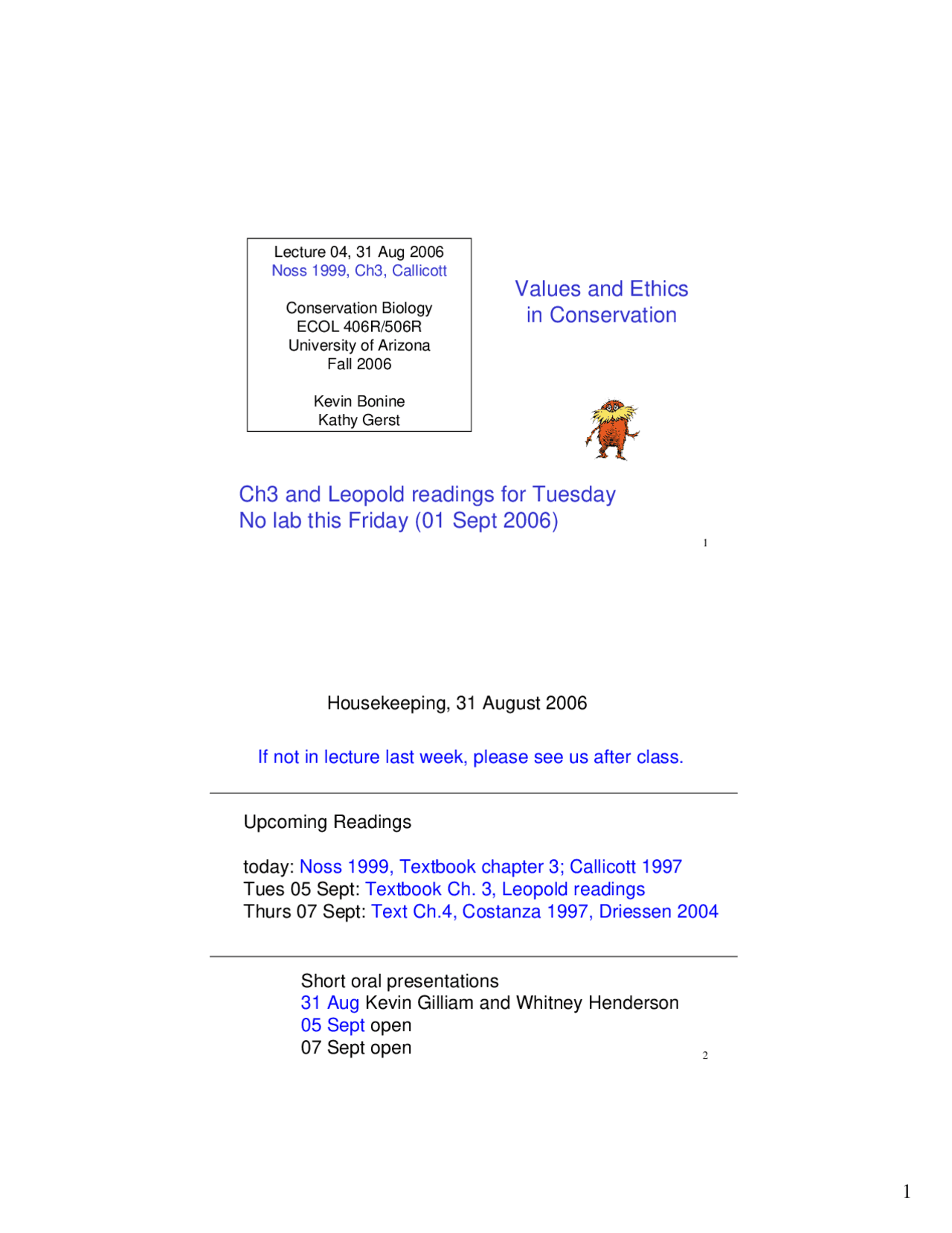 Slides On Values And Ethics In Conversation Ecol 406r Docsity