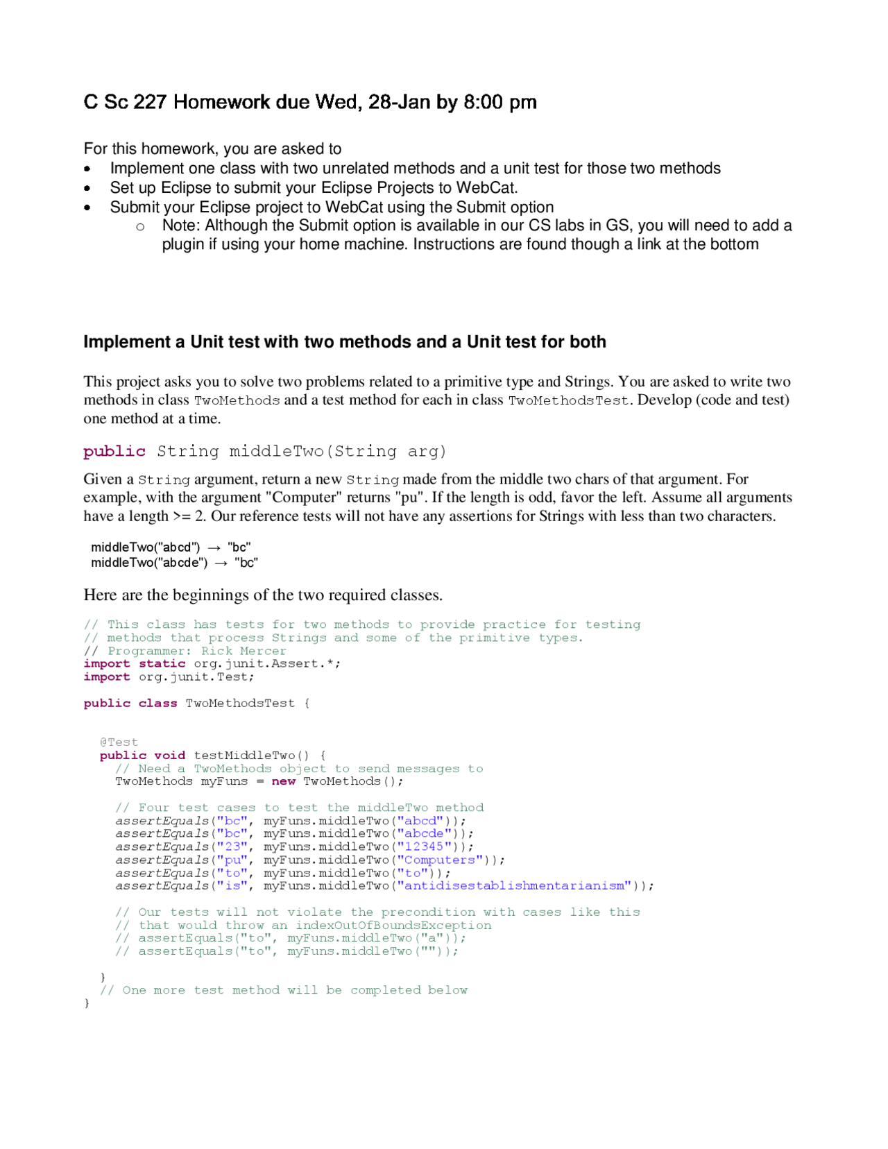 Full Course Title Program Design And Development Homework C Sc 227 Docsity