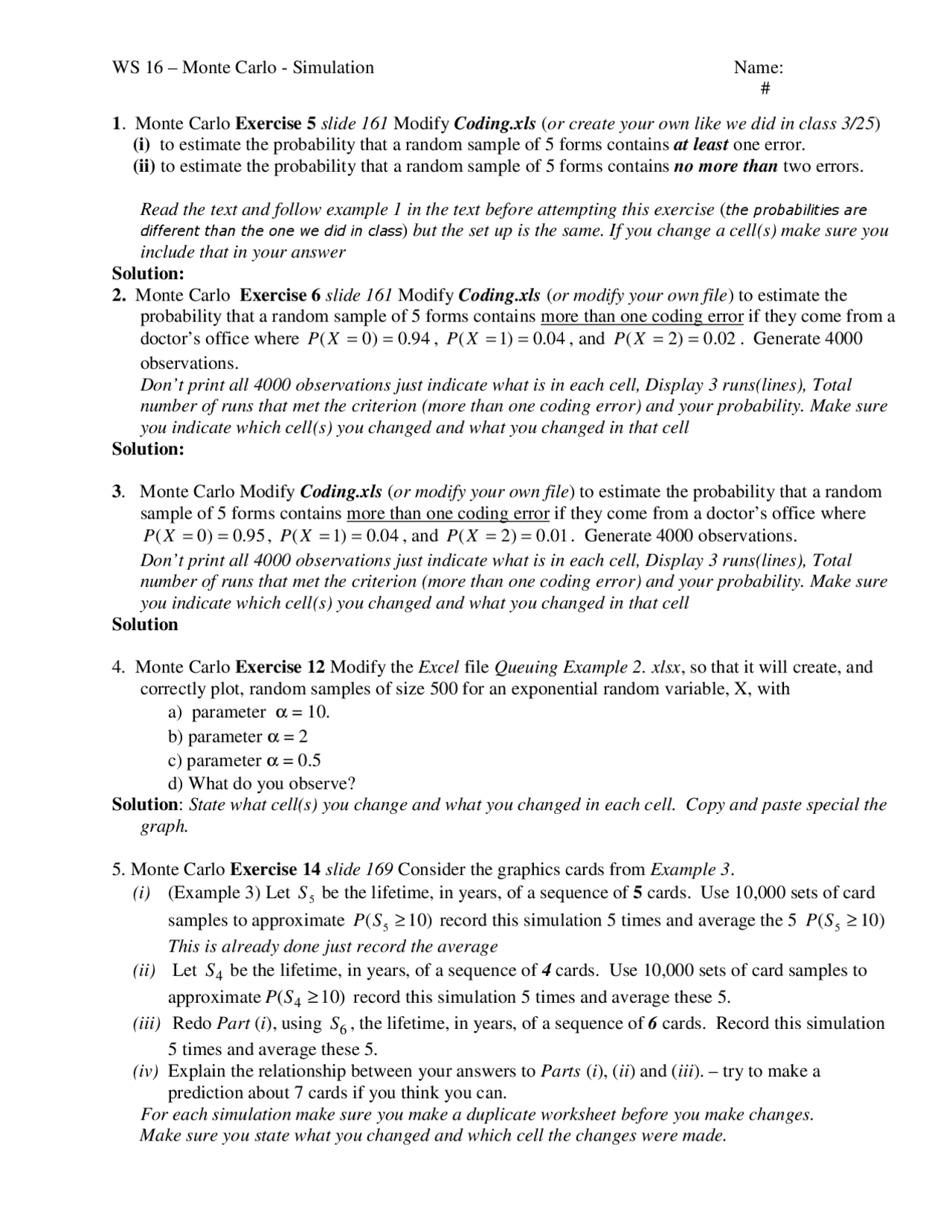 Worksheet 16 - Monte Carlo - Simulation - Business Mathematics I | MATH ...