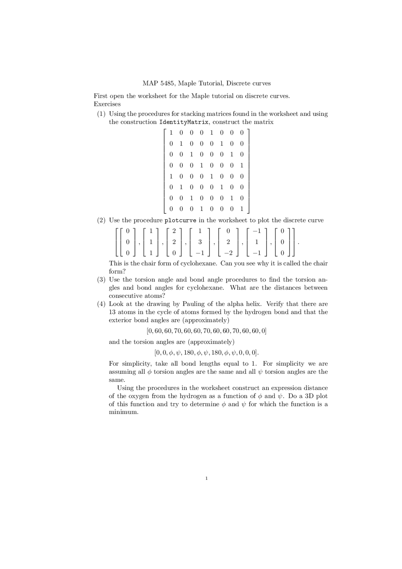3 Problems On The Maple Tutorial And The Discrete Curves Map 5485