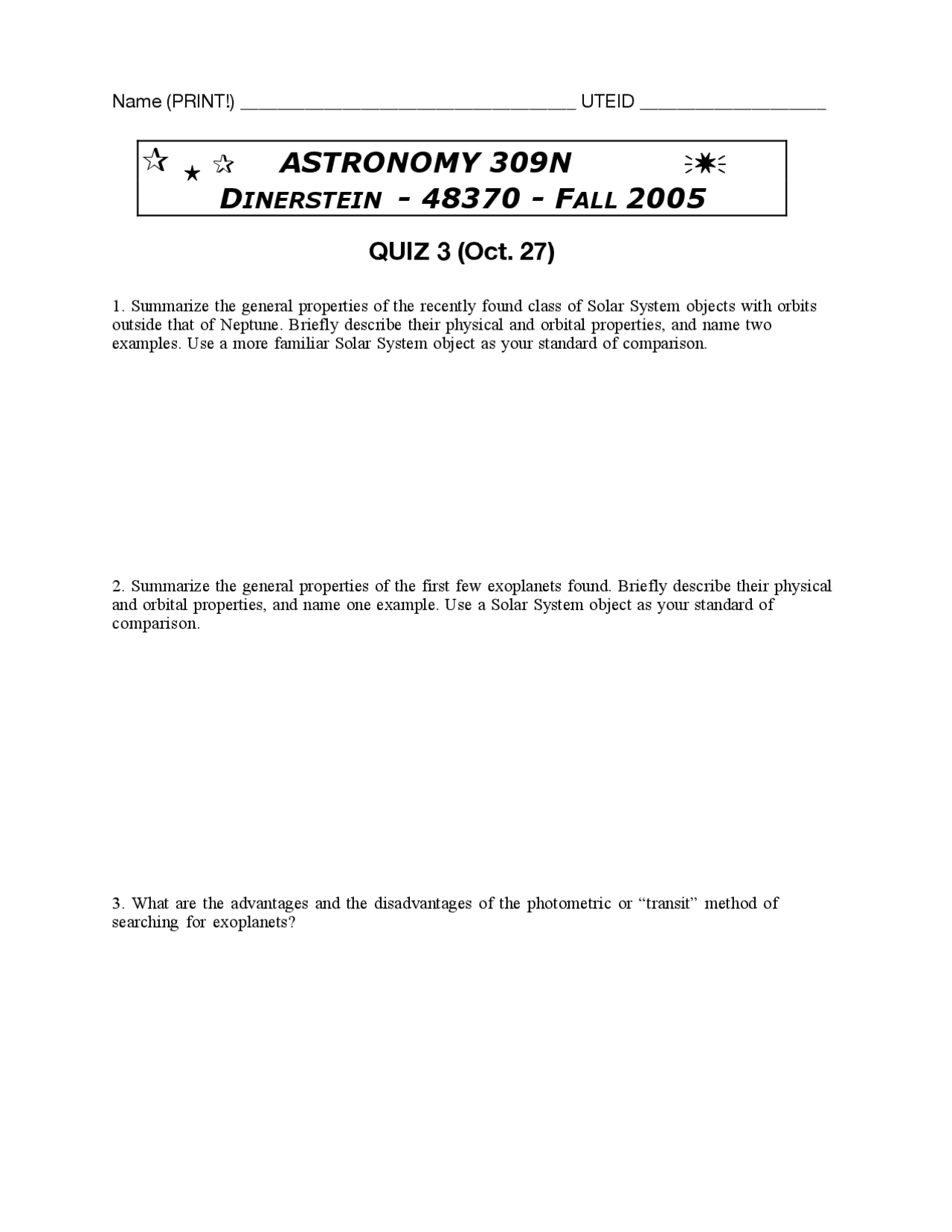 3 Questions On Lives And Deaths Of Stars Quiz Ast 309n Docsity
