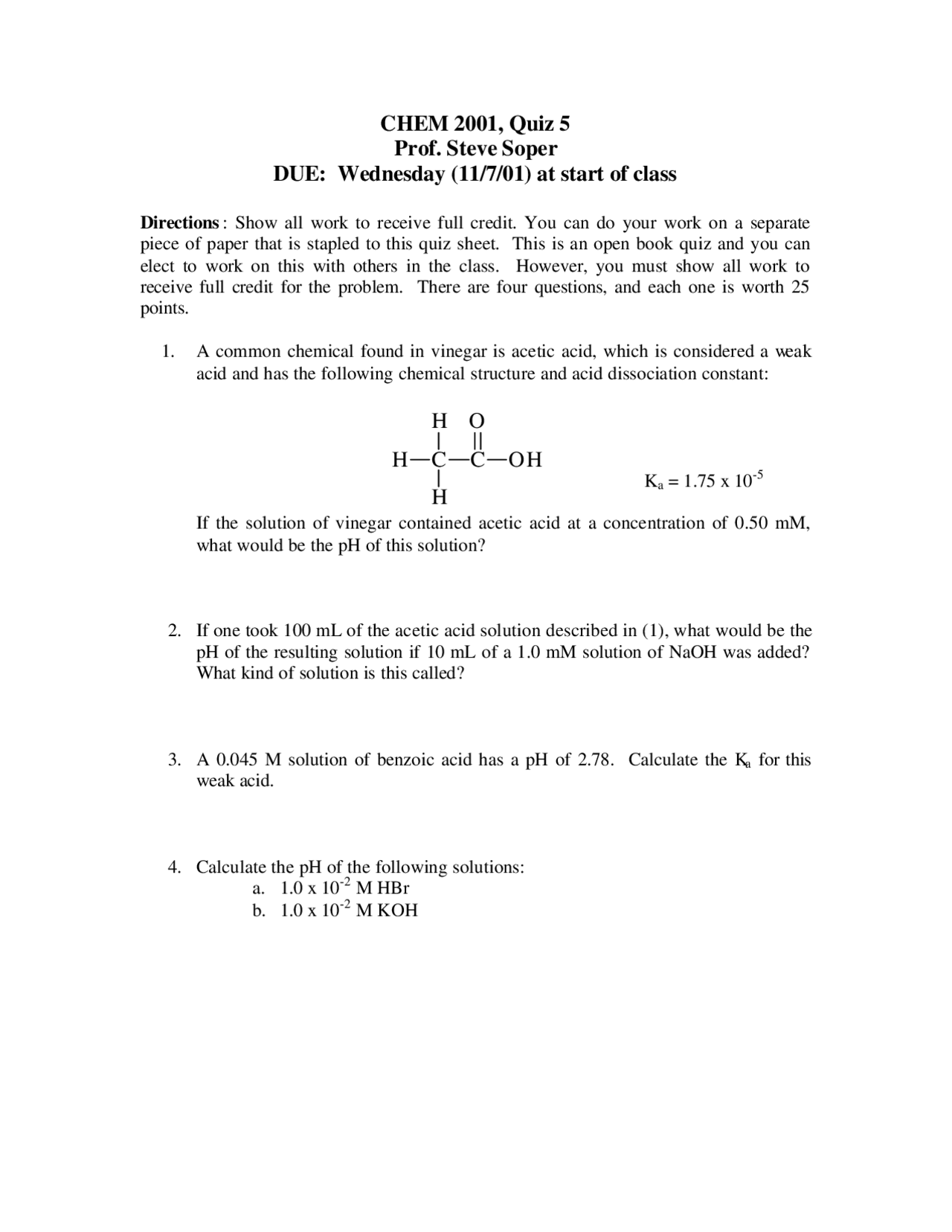 4 Questions on Analytical Chemistry with Answer - Quiz | CHEM 2001 ...