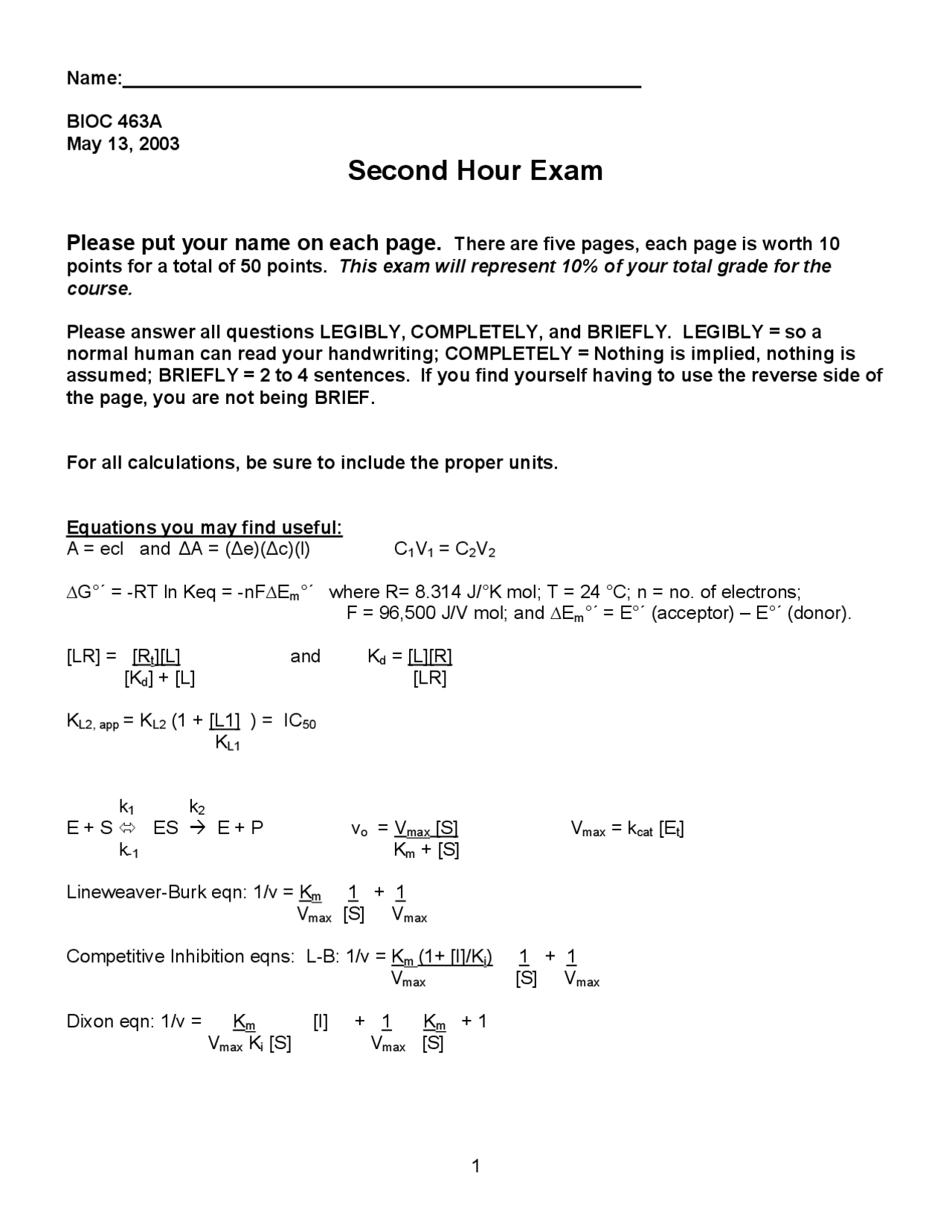 15 Questions In Examination 2 Biochemical Laboratory Techniques
