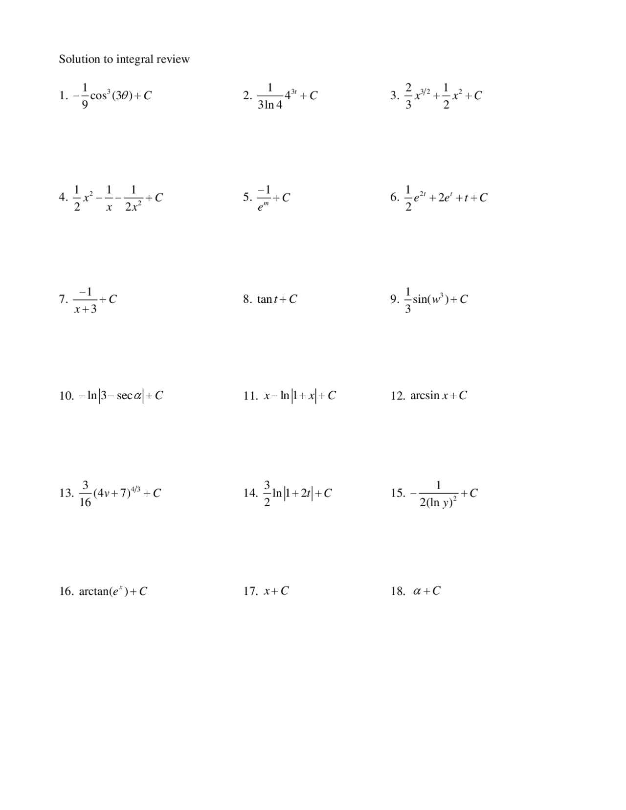 Solution To Integral Review Of Vector Calculus Math 223 Docsity