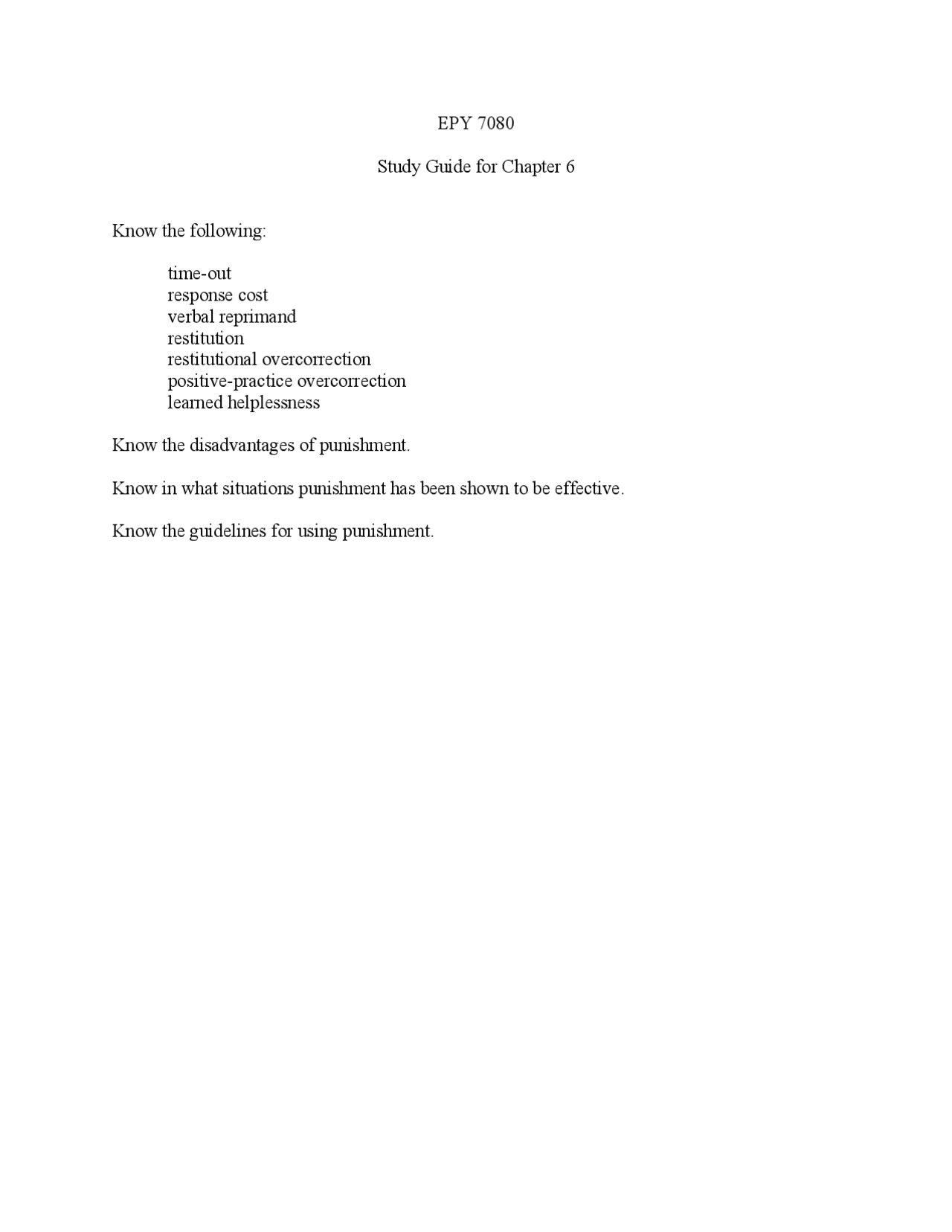 Study Guide for Chapter 6 - Psychology of Learning / Learners | EPY ...