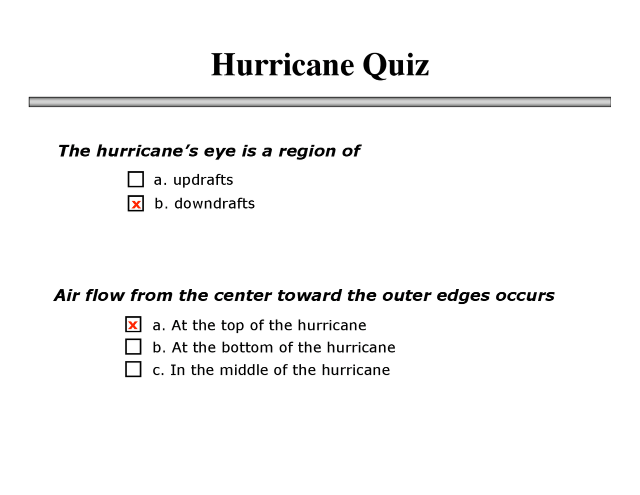 Sample Quiz With Answer Key For The Earth And Its Environments Nats