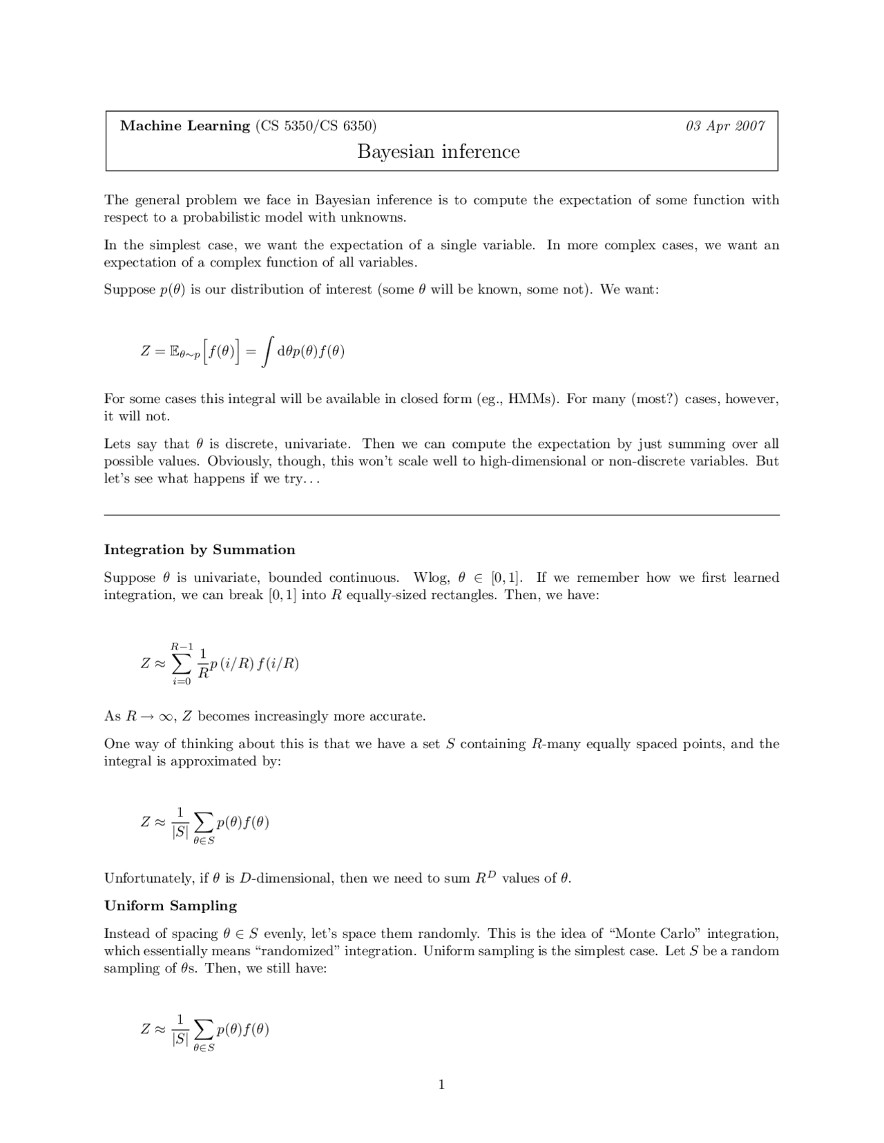 Bayesian Inference and Machine Learning: Computing Expectations with Unknowns - Prof. Haro ...