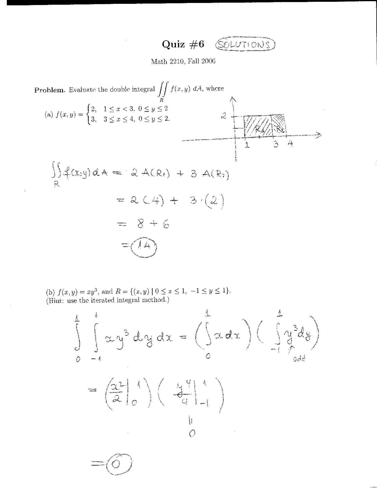 Problem on Calculus III with Solution - Quiz 6 | MATH 2210 | Quizzes Advanced Calculus | Docsity