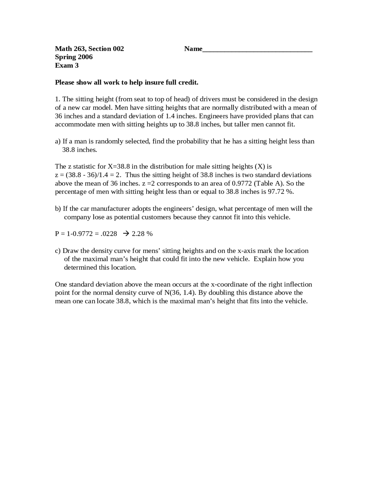 5 Questions Exam 3 Introduction To Statistics And Biostatistics