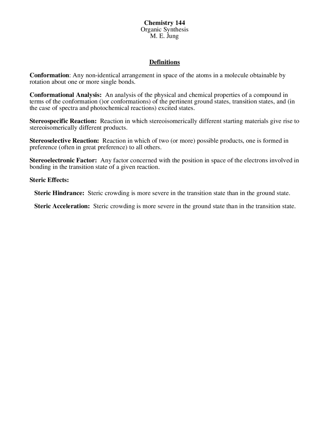 Definitions in Practical Organic Synthesis - Study Guide | CHEM 144 ...