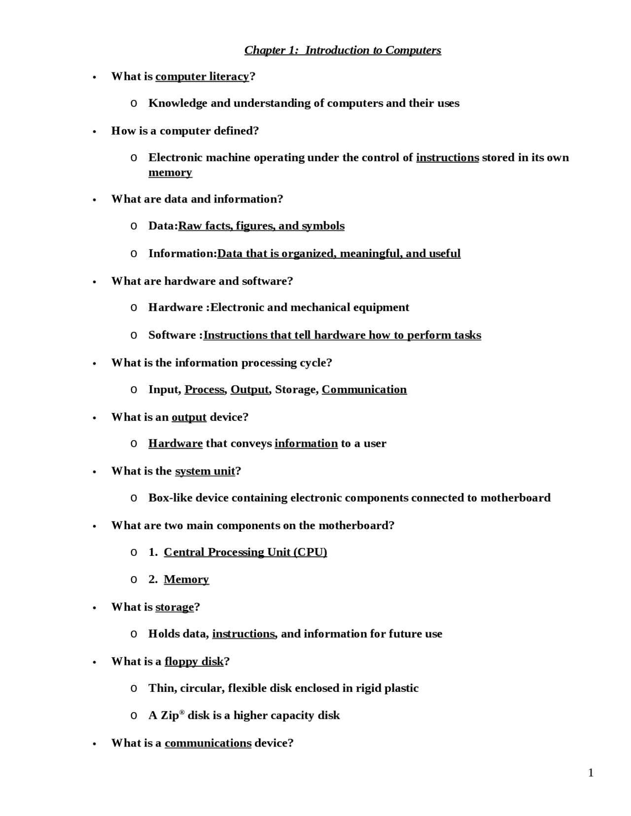 Questions For Assignment Introduction To Computer Csc 1010 Docsity 5744