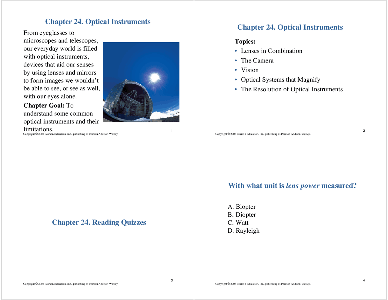 Optical Instrument Principle Physics Ii Handout Phys 2212k Docsity