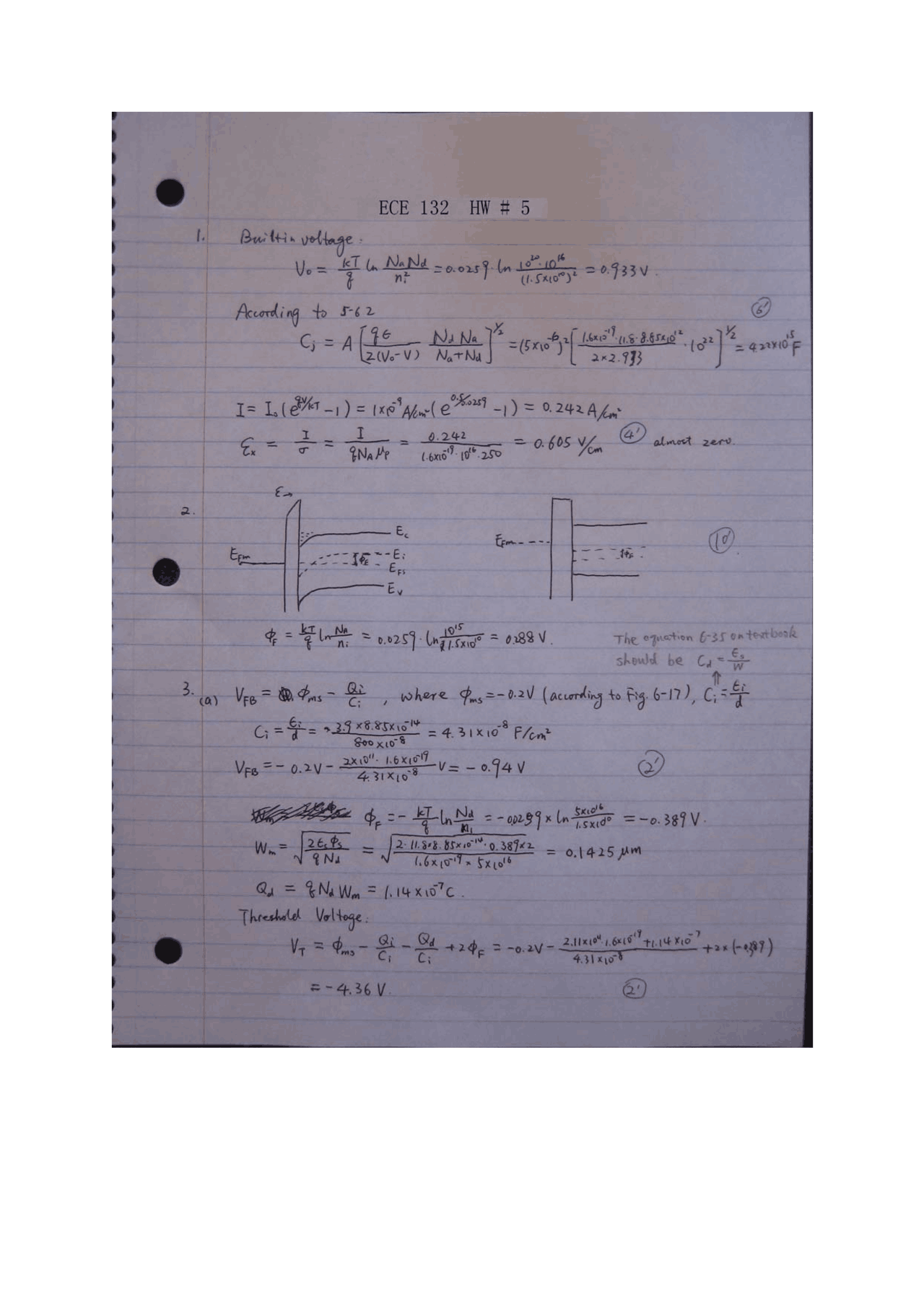 Homework 5 Solutions Introduction Electric Device Ece 132 Docsity