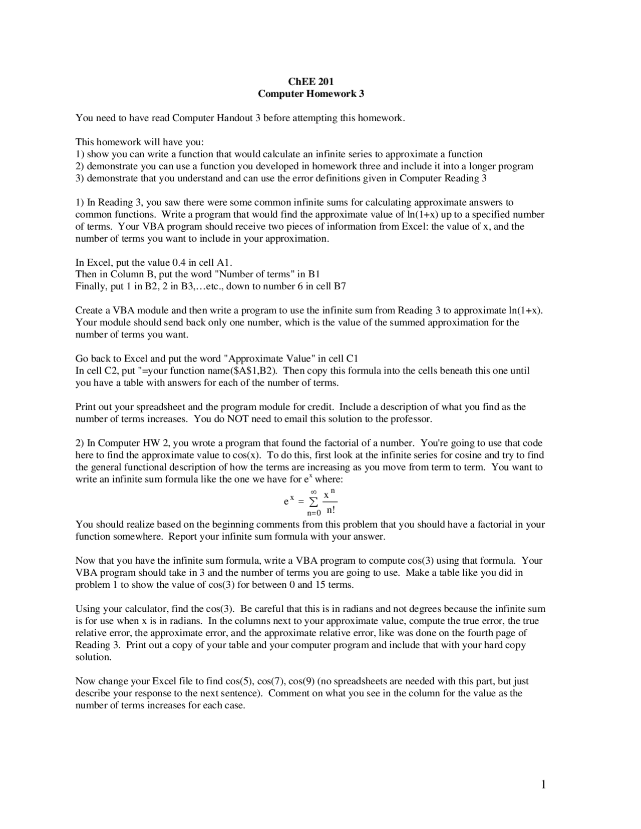 Computer Homework 3 Elements Of Chemical Engineering I Chee 201