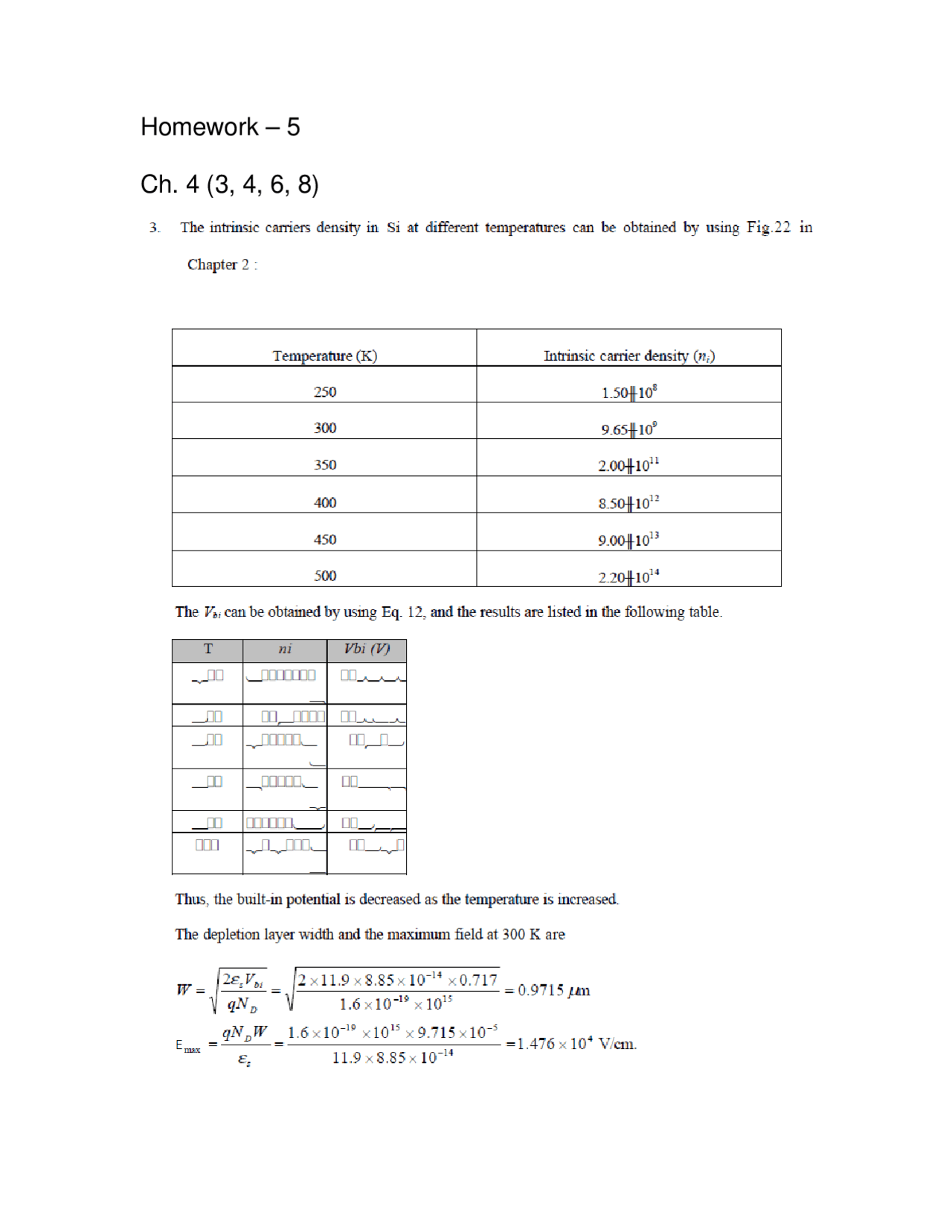Homework 5 Solutions Physics Of Nano Electronics And Related Devices