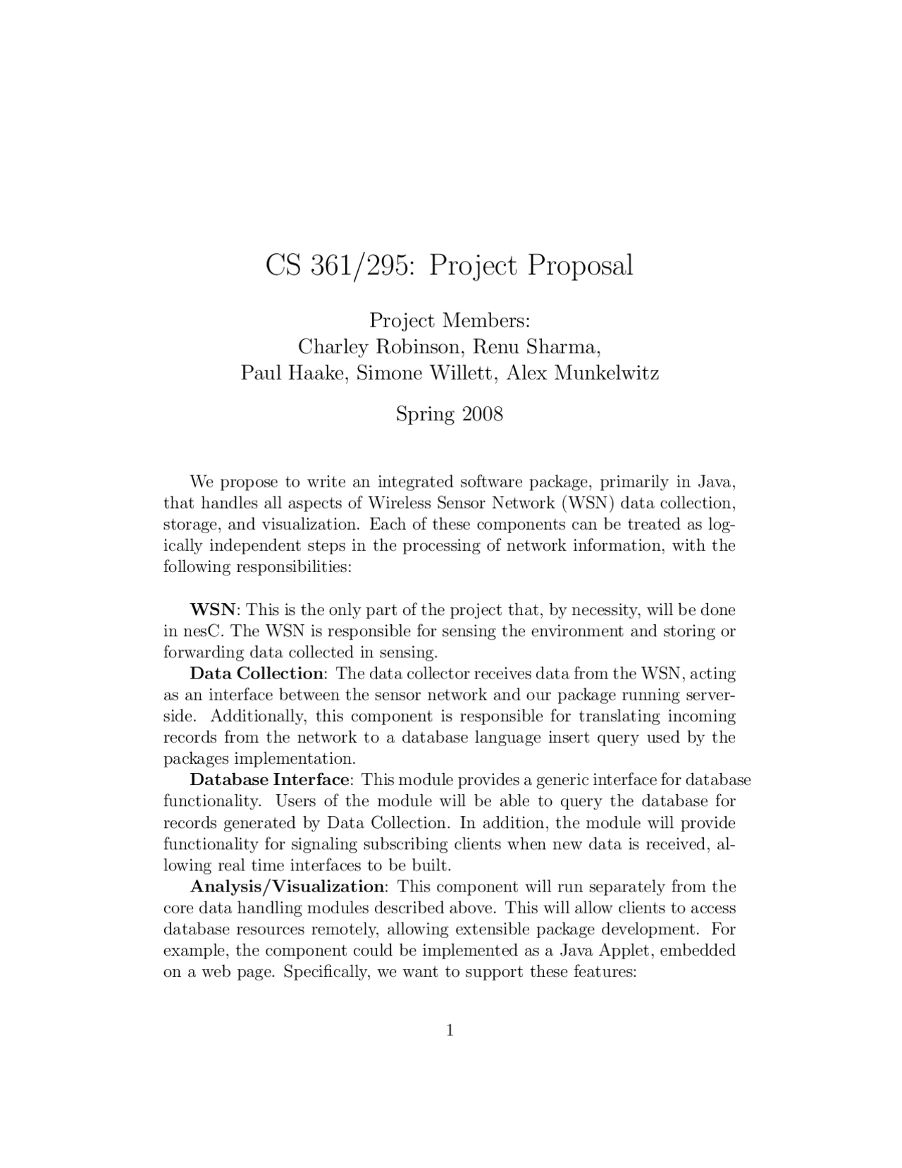 Project Proposal Spring 2008 Systems Software Cs 361 Docsity