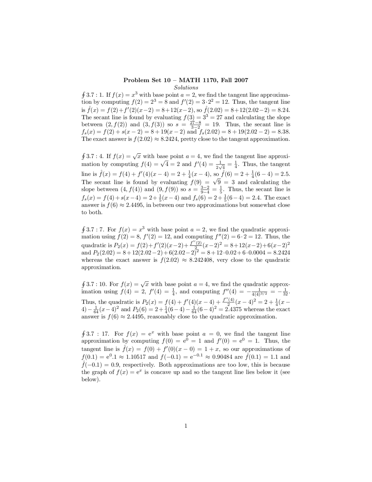 Solved Assignment 10 Calculus For Biologists I Math 1170 Docsity
