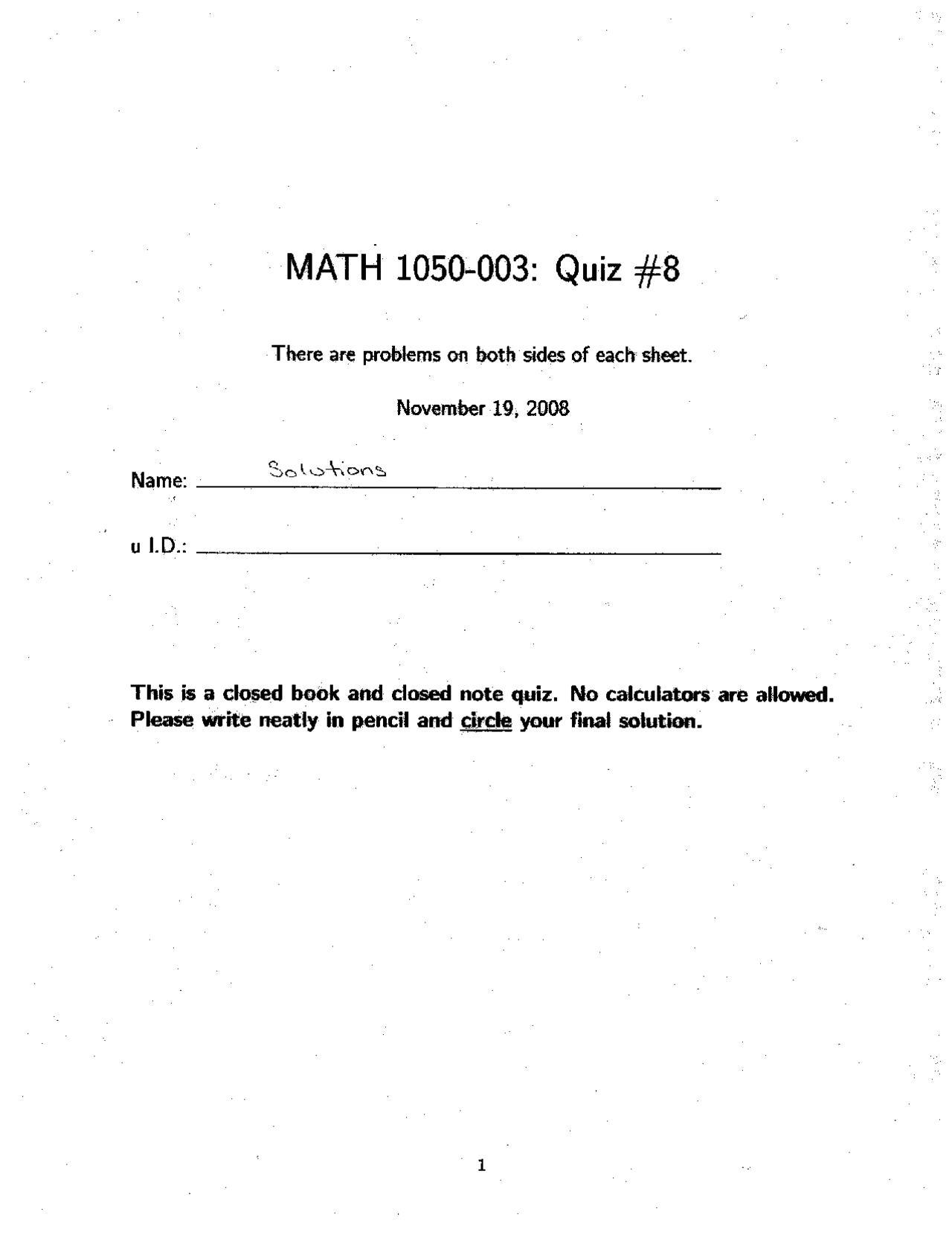 5 Solved Problems On Basic Algebra Quiz 8 Math 1050 Docsity
