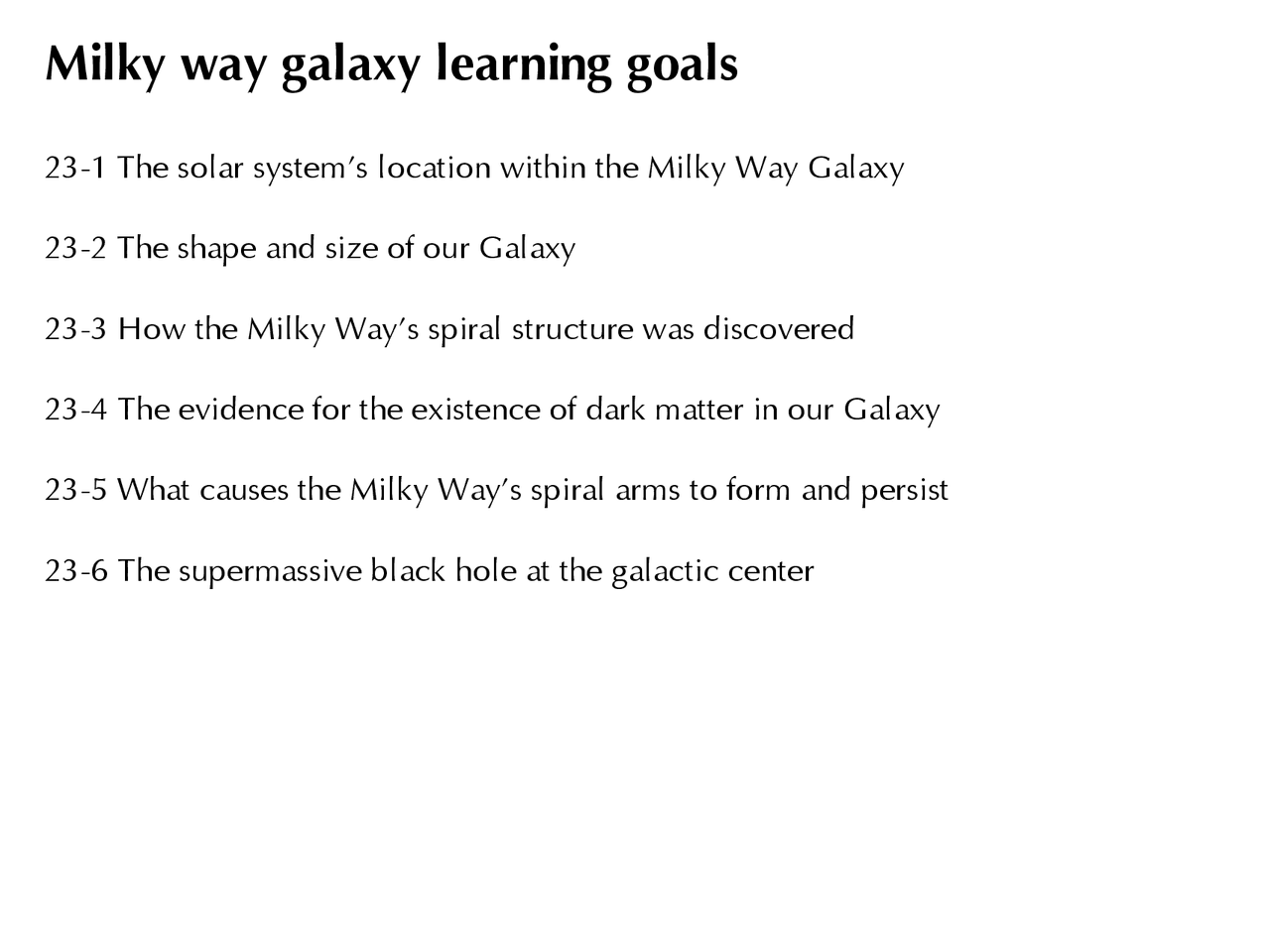 Milky Way Galaxy Learning Goals Phy 110 Docsity
