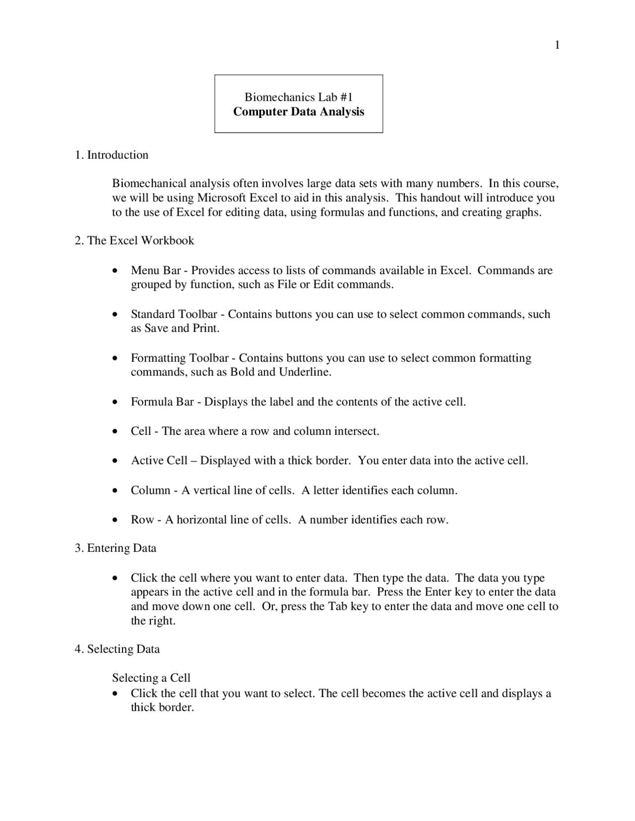 Lab 1 for Computer Data Analysis | EXSS 323 - Docsity