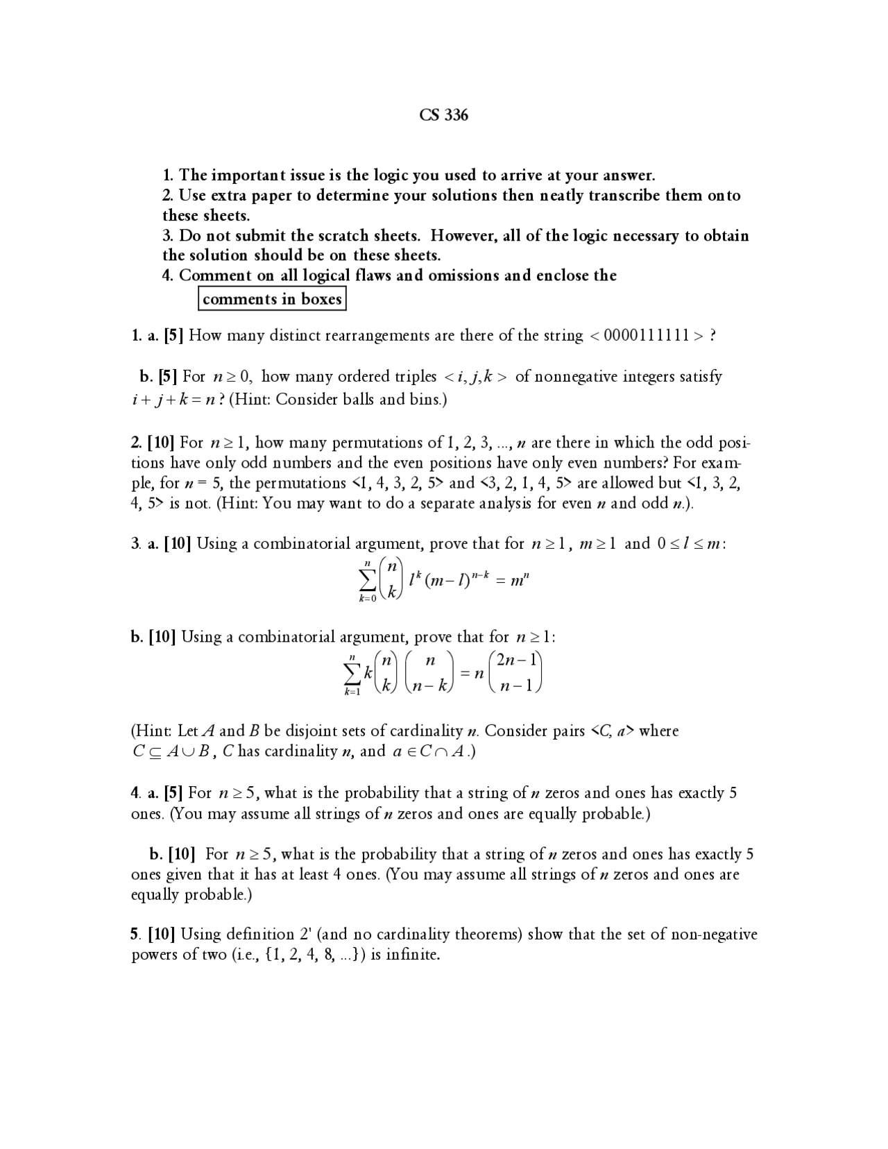 Combinatorics and Discrete Mathematics Problems and Solutions | Papers Health sciences | Docsity