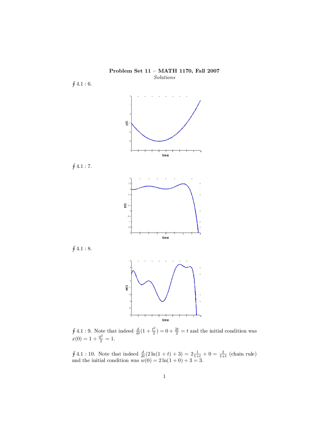 Problem Set 11 - Calculus Biology I - Fall 2007 | MATH 1170 - Docsity
