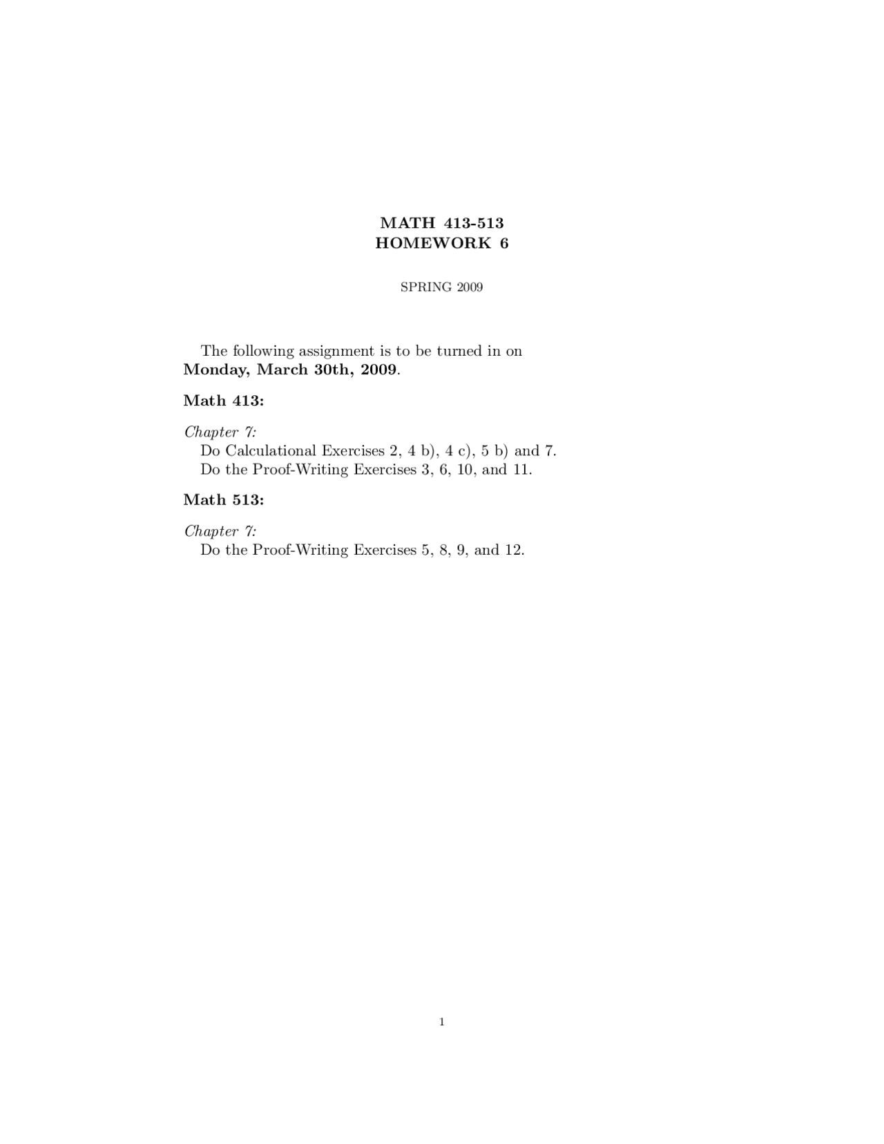 Exercises On Linear Algebra Assignment 6 Math 413 Docsity