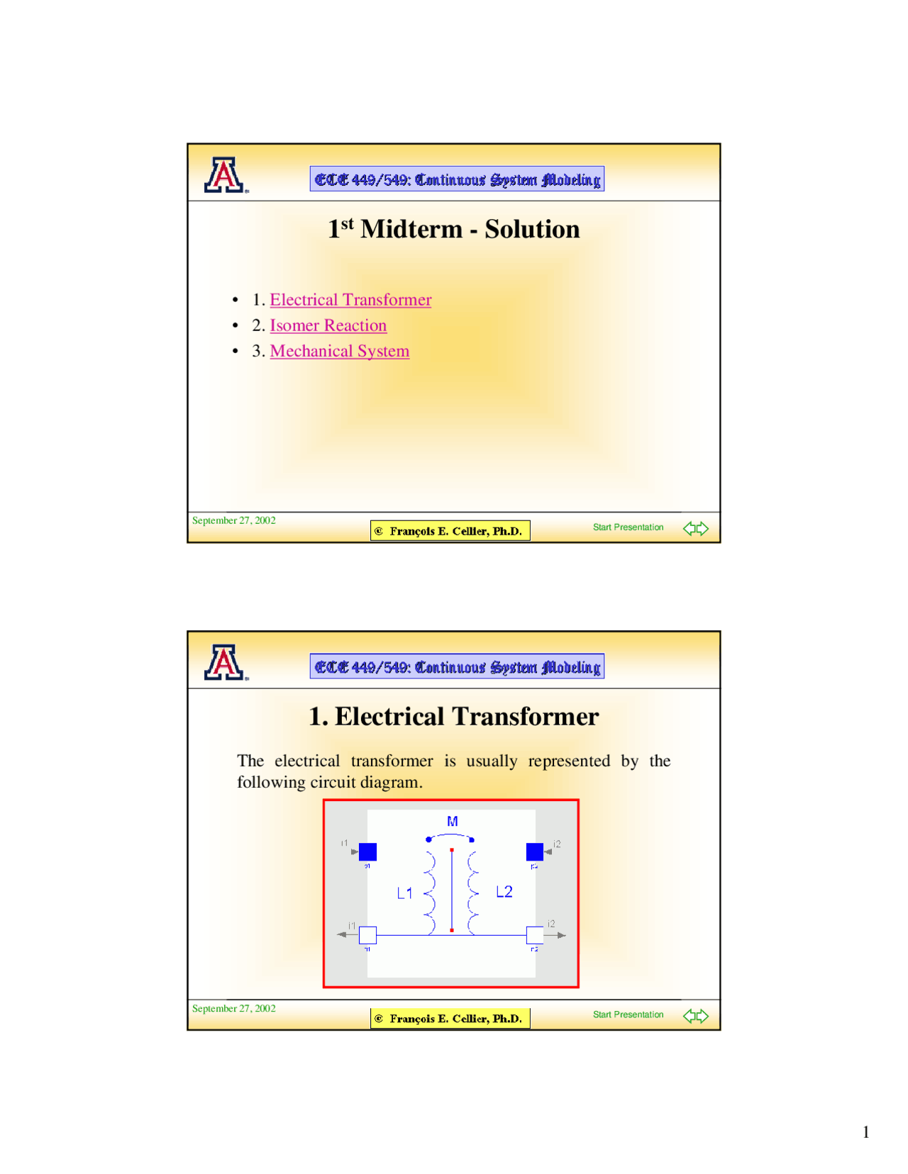 Lecture Slides on Electrical Transformer, Isomer Reaction | ECE 449 ...
