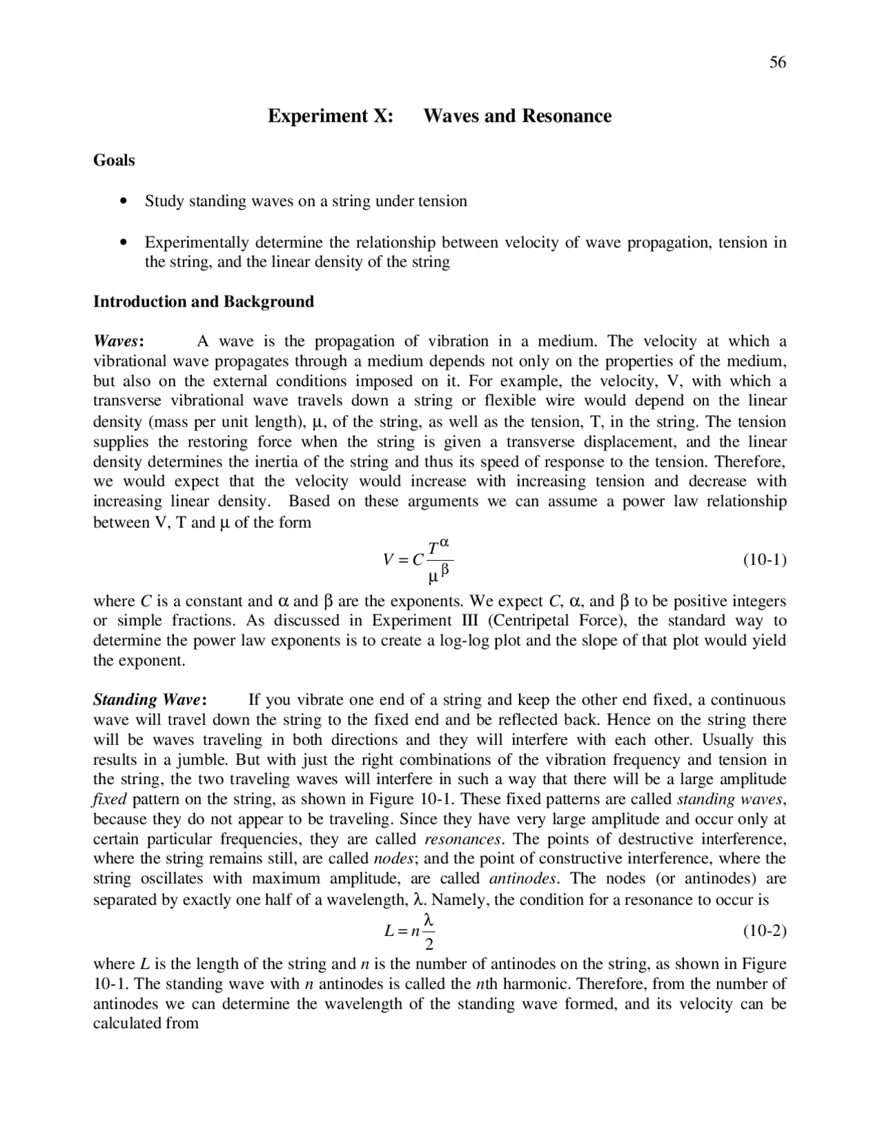 Experiment X Waves And Resonance College Physics Phy 2053c Docsity
