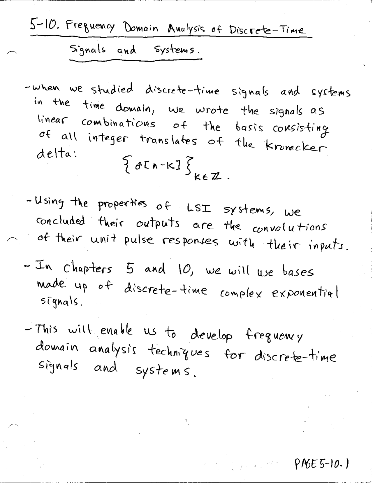 Handout Notes On Frequency Domain Analysis Of Discrete Time Ece 3793