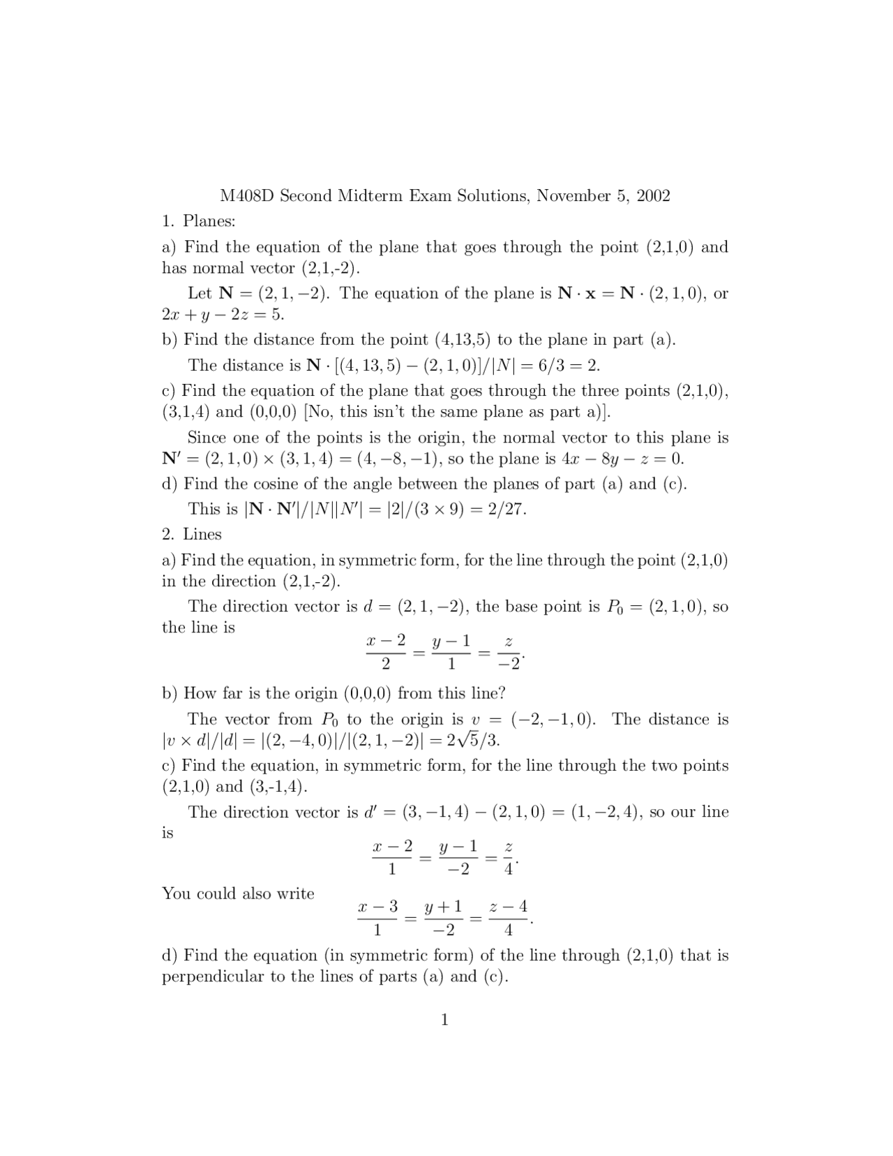 Solved 2nd Midterm Exam Sequences Series And Multivariable Calculus