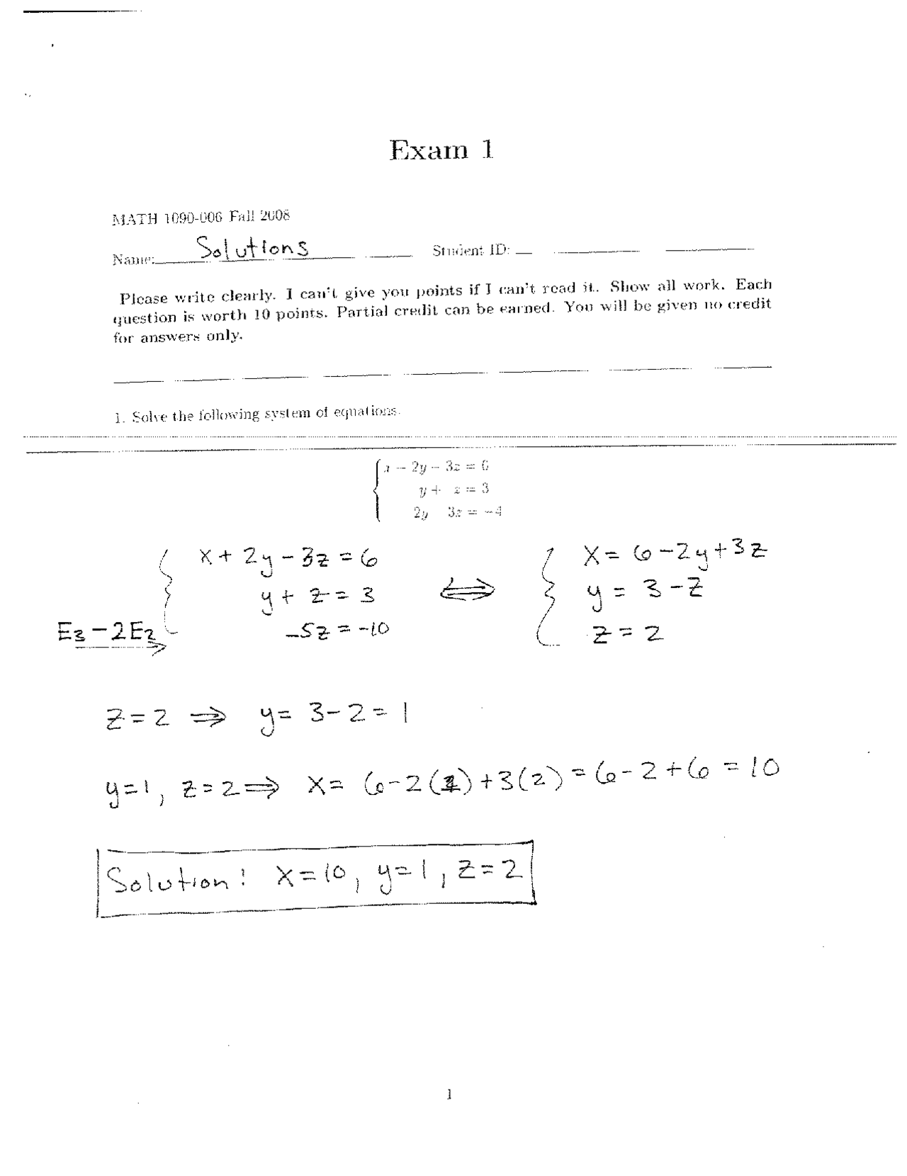 10 Problems With Solutions On Basic Algebra Examination 1 Math 1090