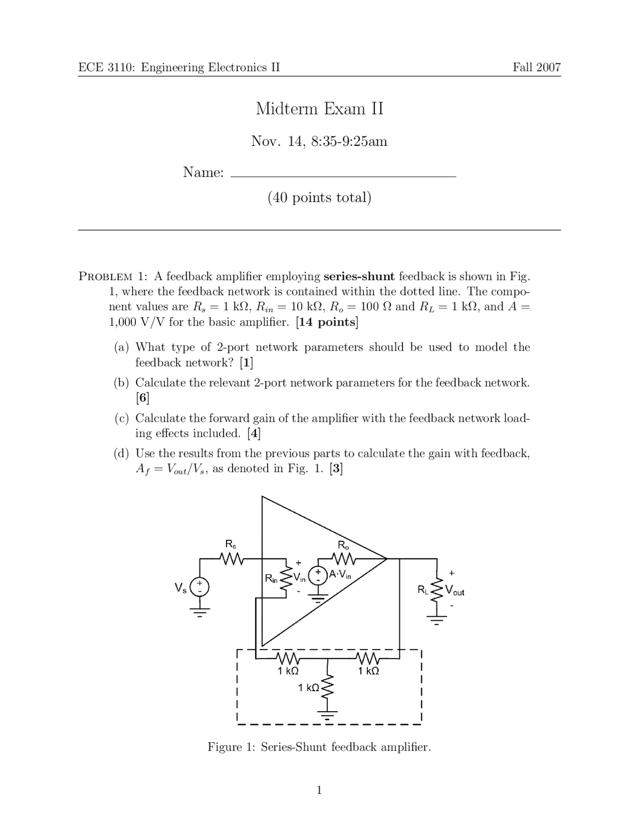 4 Solved Problems On Series Shunt Amplifier Midterm Exam Ii Ece