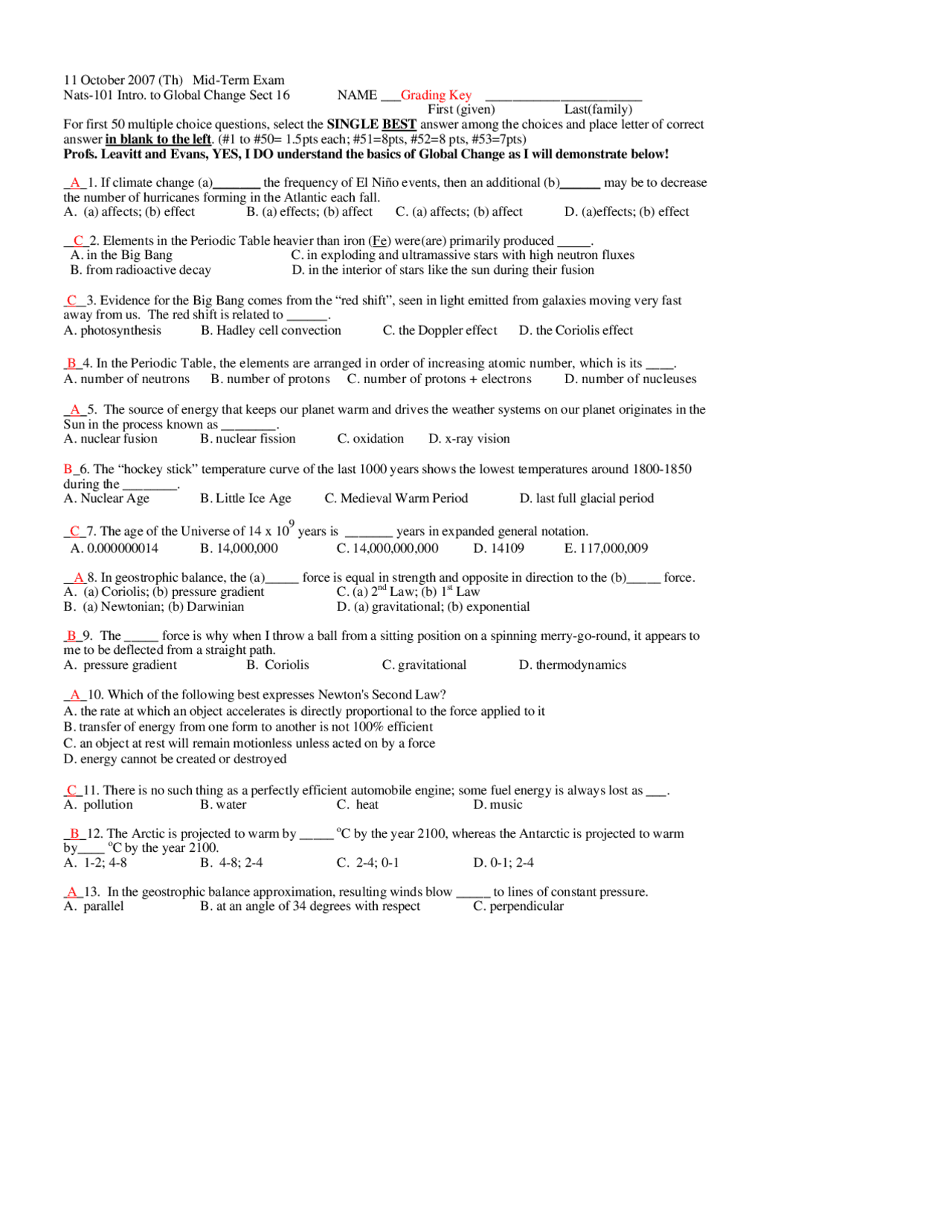 Solved Questions For Midterm Exam The Earth And Its Environments