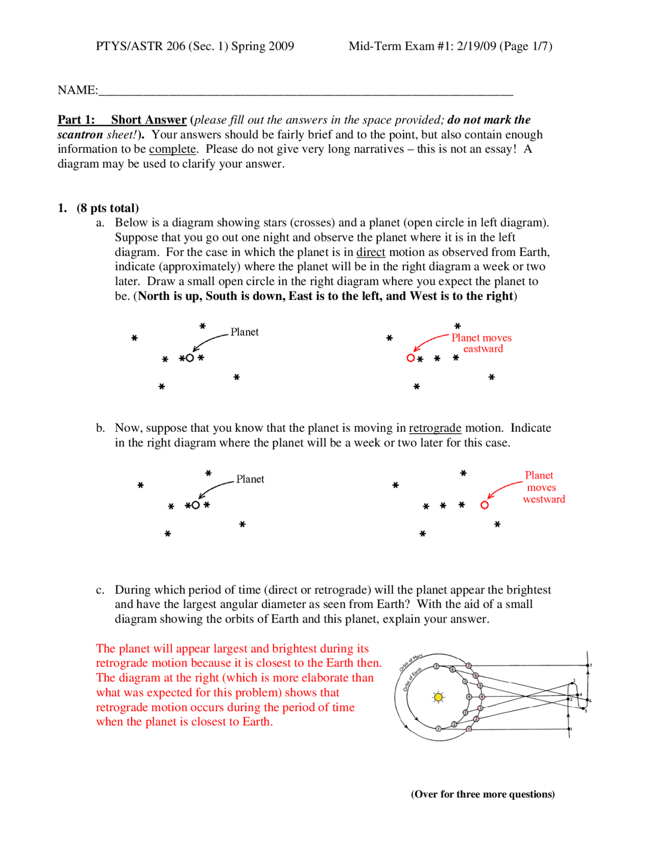 Solutions For Midterm Exam I Our Golden Age Of Planetary Exploration