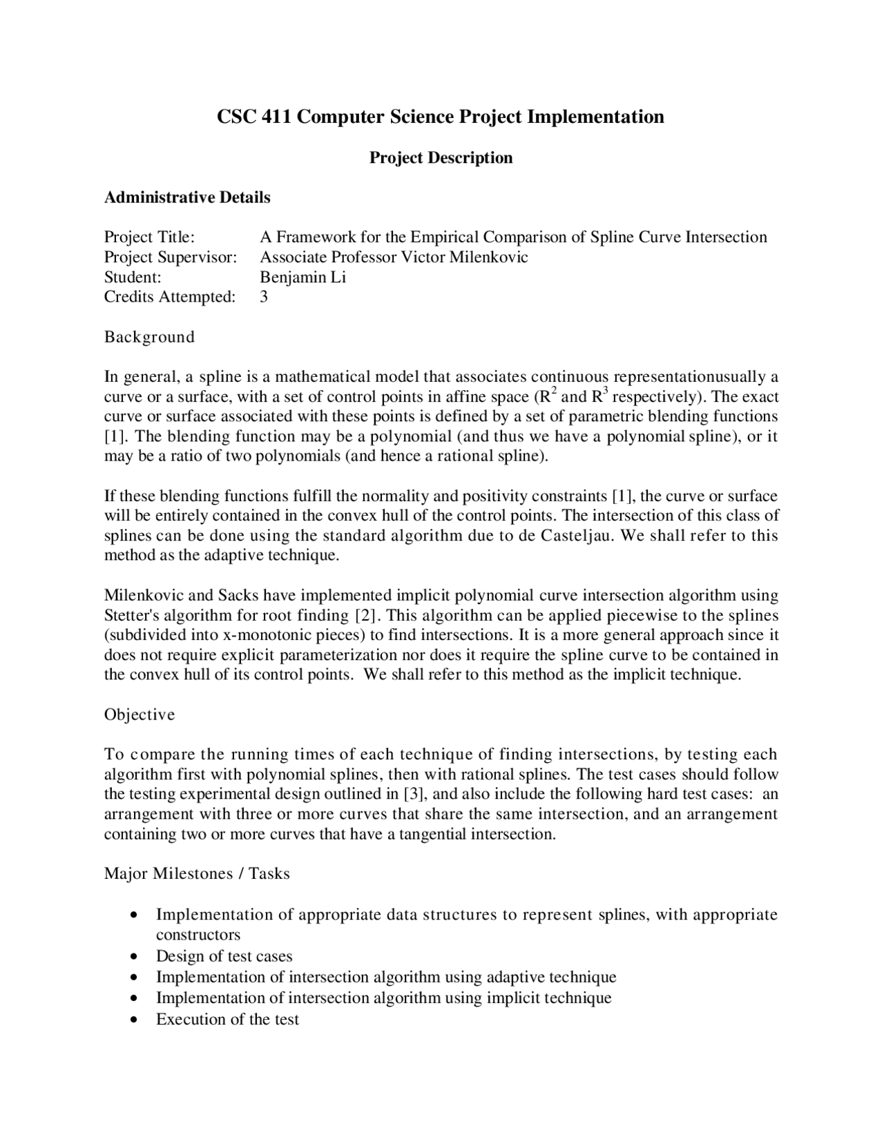 Project Description Computer Science Project Implementation Csc 411