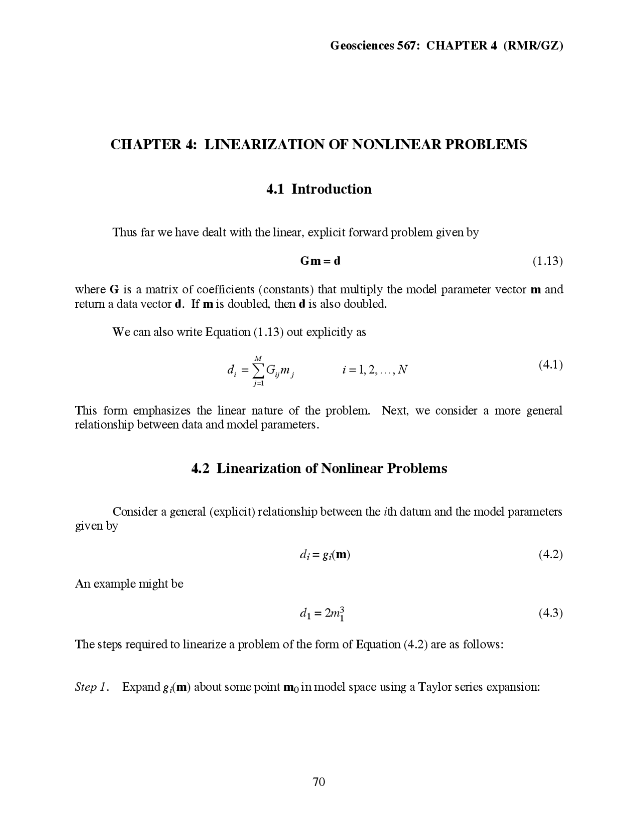 Linearization Of Nonlinear Problems Inverse Problems In Geophysics