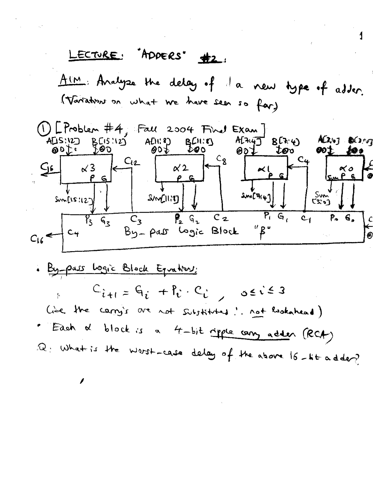 Analysis the Delay of a New Type of Adder - Lecture Handout | ECE 152A - Docsity