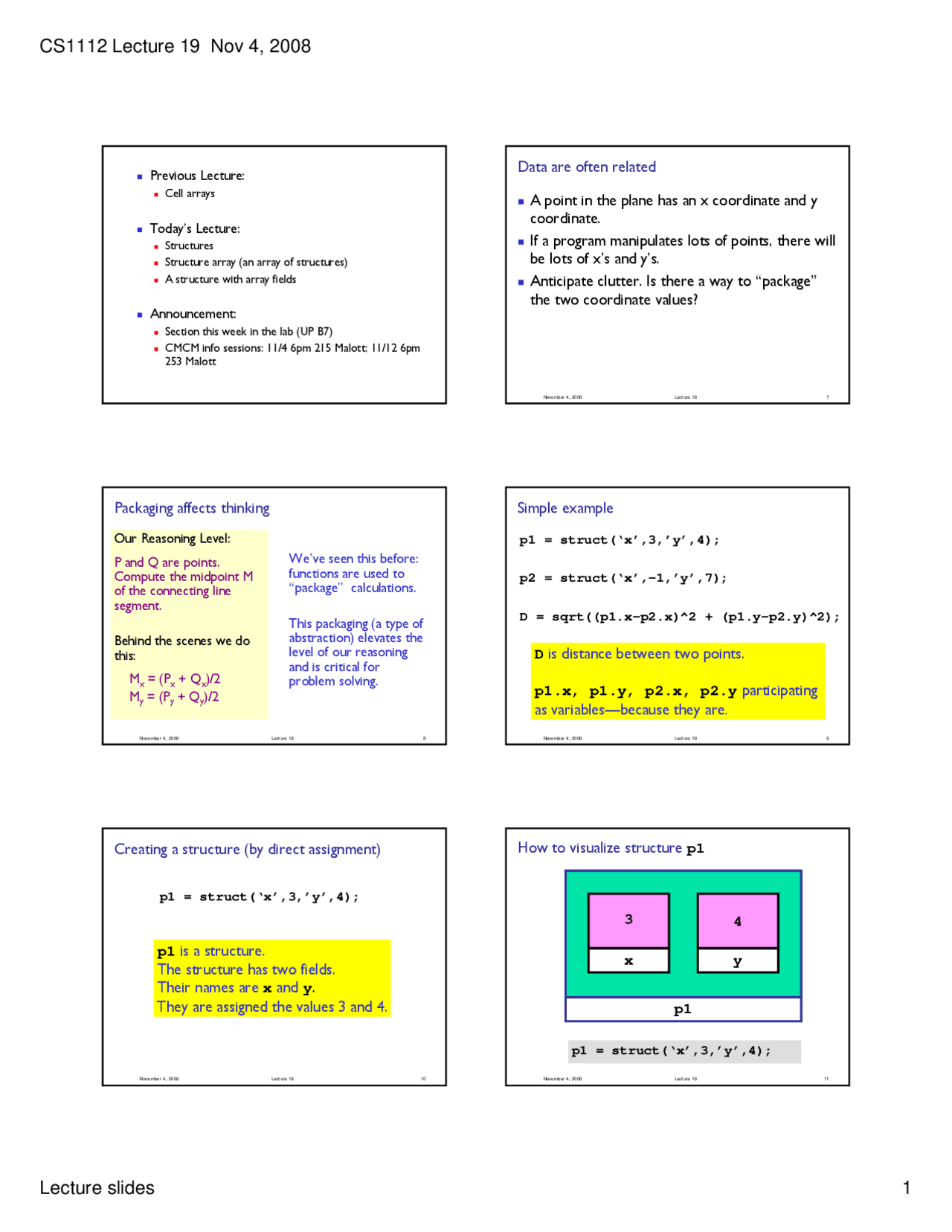 Structures Structure Array Structure With Array Fields Cs 1112 Docsity