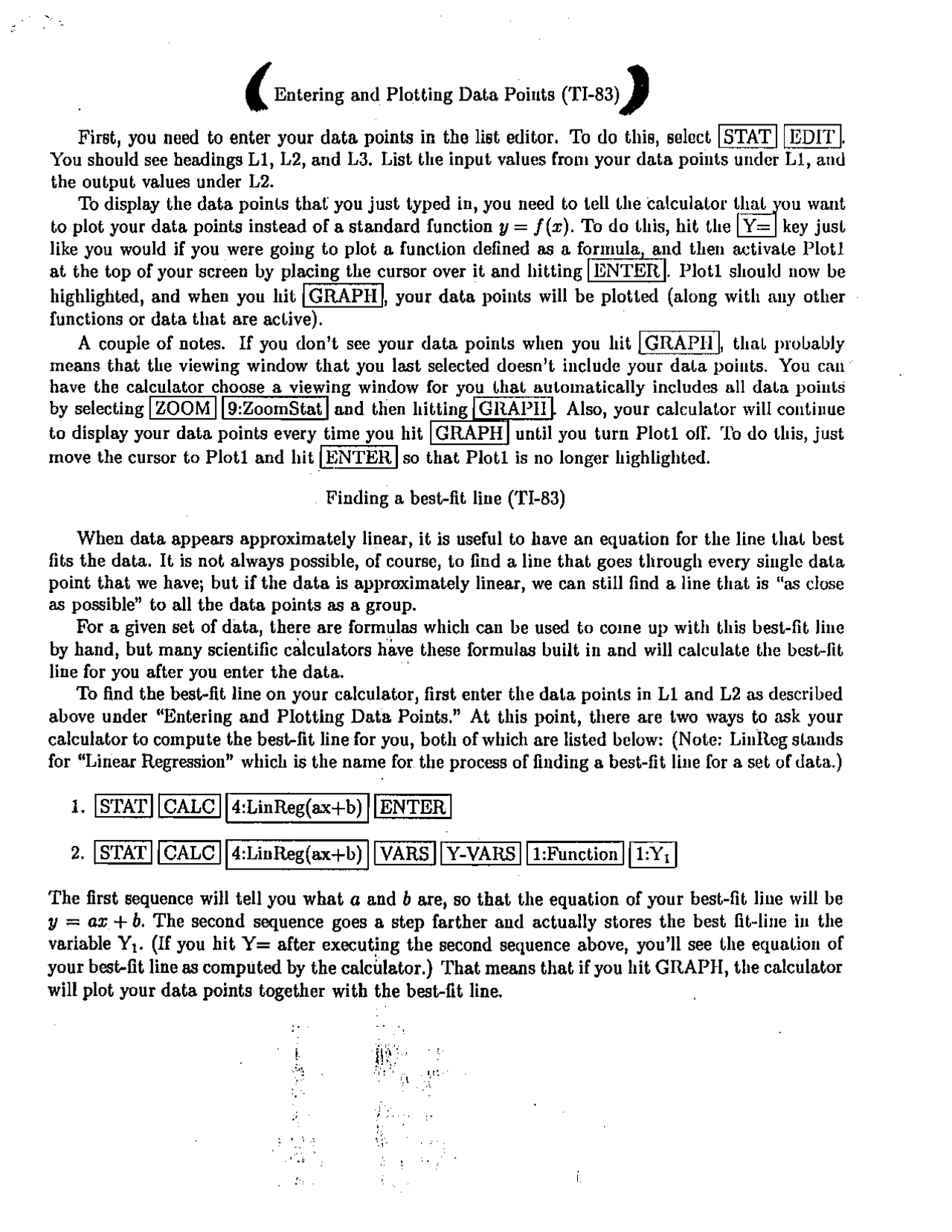 Entering And Plotting Data Points Lecture Notes Math 124 Docsity