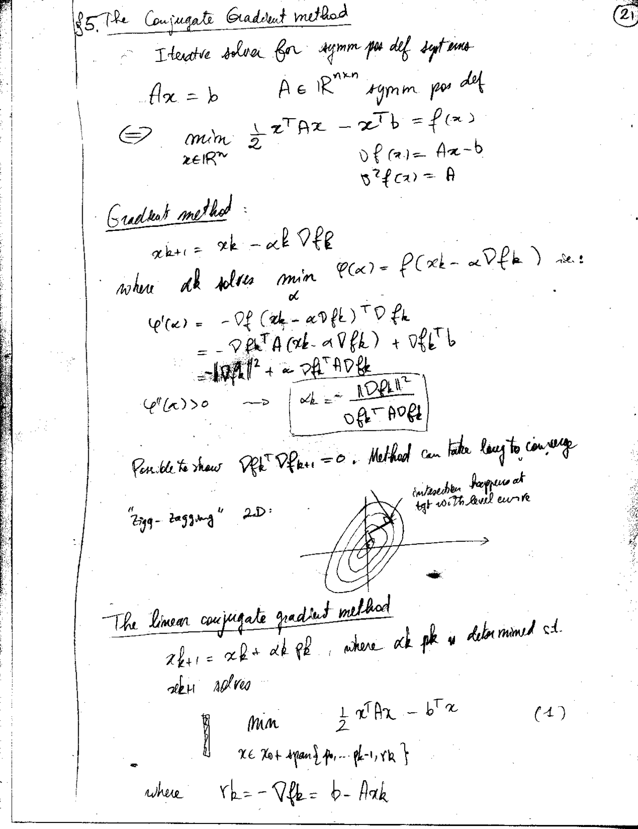 Conjugate Gradient Method - Optimization - Lecture Handout | MATH 5750 ...